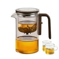 Borosilicate Glass Teapot with Integrated Infuser and Elegant Wooden ...