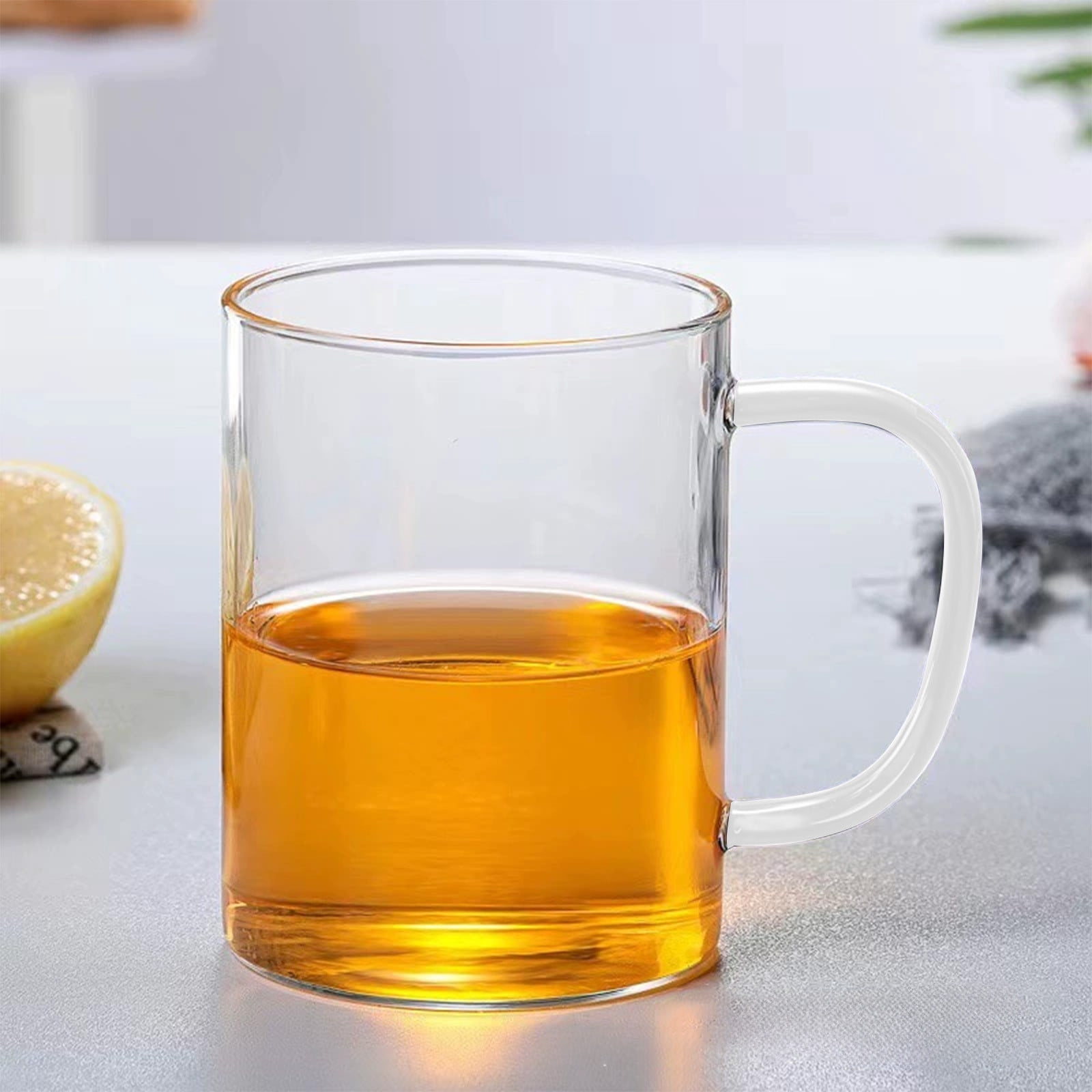 Borosilicate Glass Tumbler Heatproof Coffee Mug with Handle 400ml Tea ...