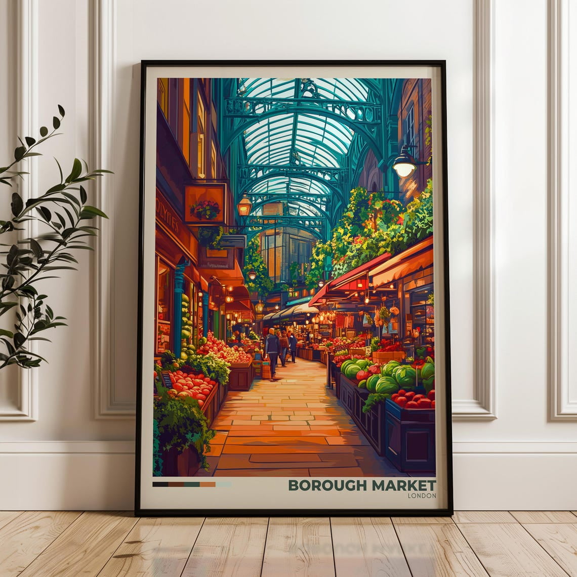 Borough Market Travel Poster - Uk Wall Art Print, Illustration Poster ...