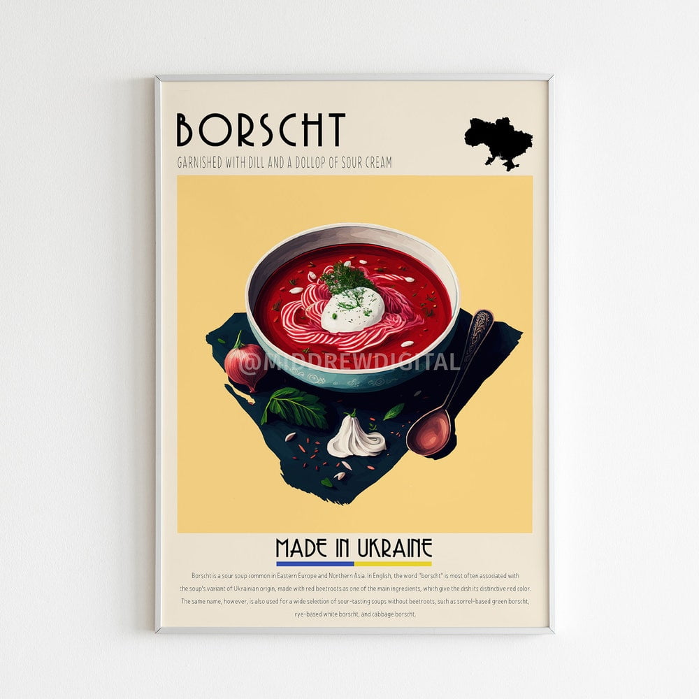 Borscht Soup Poster, Ukraine Food Print, Kitchen Wall Art, Bar Art ...