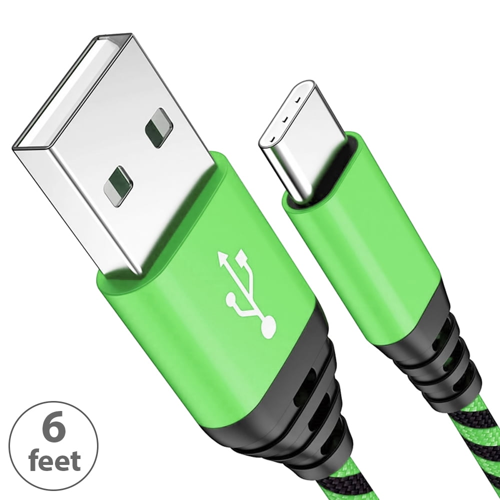 Borz 6 Feet USB Type C Cable Fast Charging Cable USB-C Type-C 3.1 Data Sync Charger Cable Cord ...