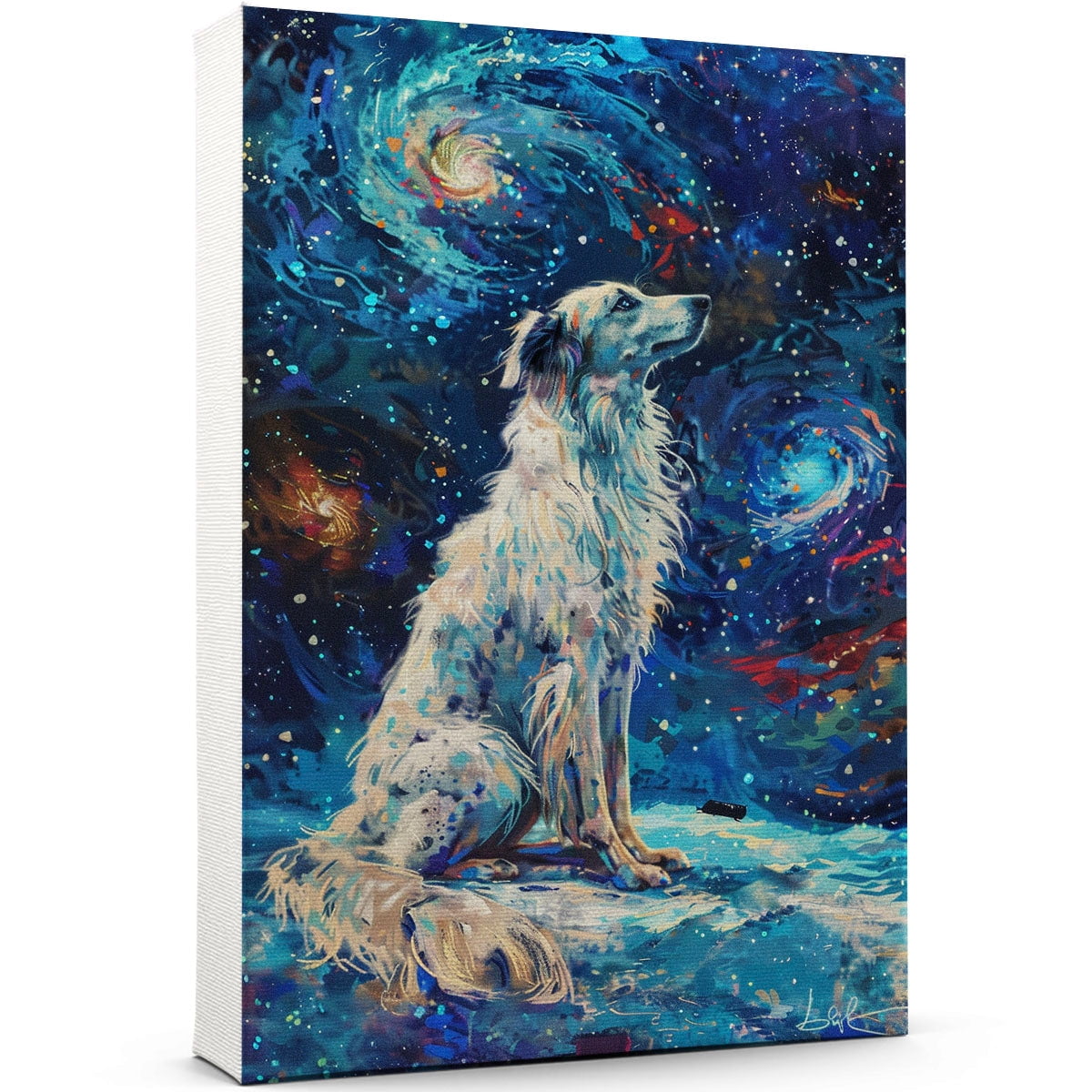Borzoi Dog Art Starry Night-Inspired - Contemporary Abstract Modern Dog ...