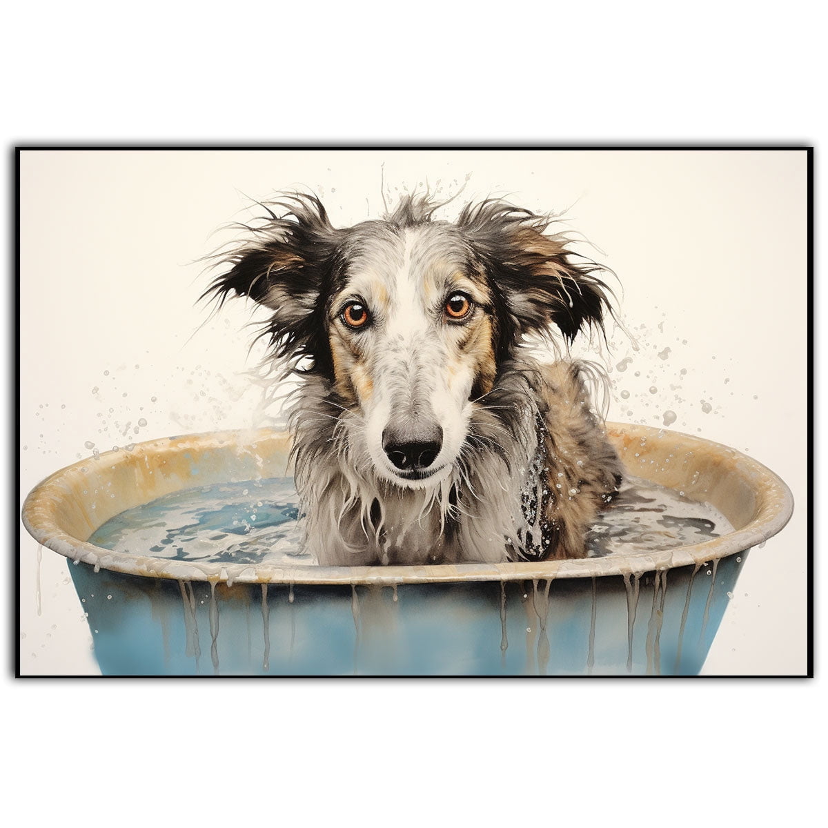 Borzoi Dog Canvas Bathroom Décor - Unique Bath Wall Decor - Modern ...