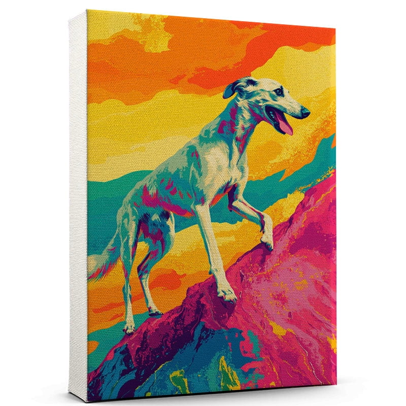 Borzoi Dog Playing Climbing Canvas Canvas – Vintage Style Borzoi Dog ...