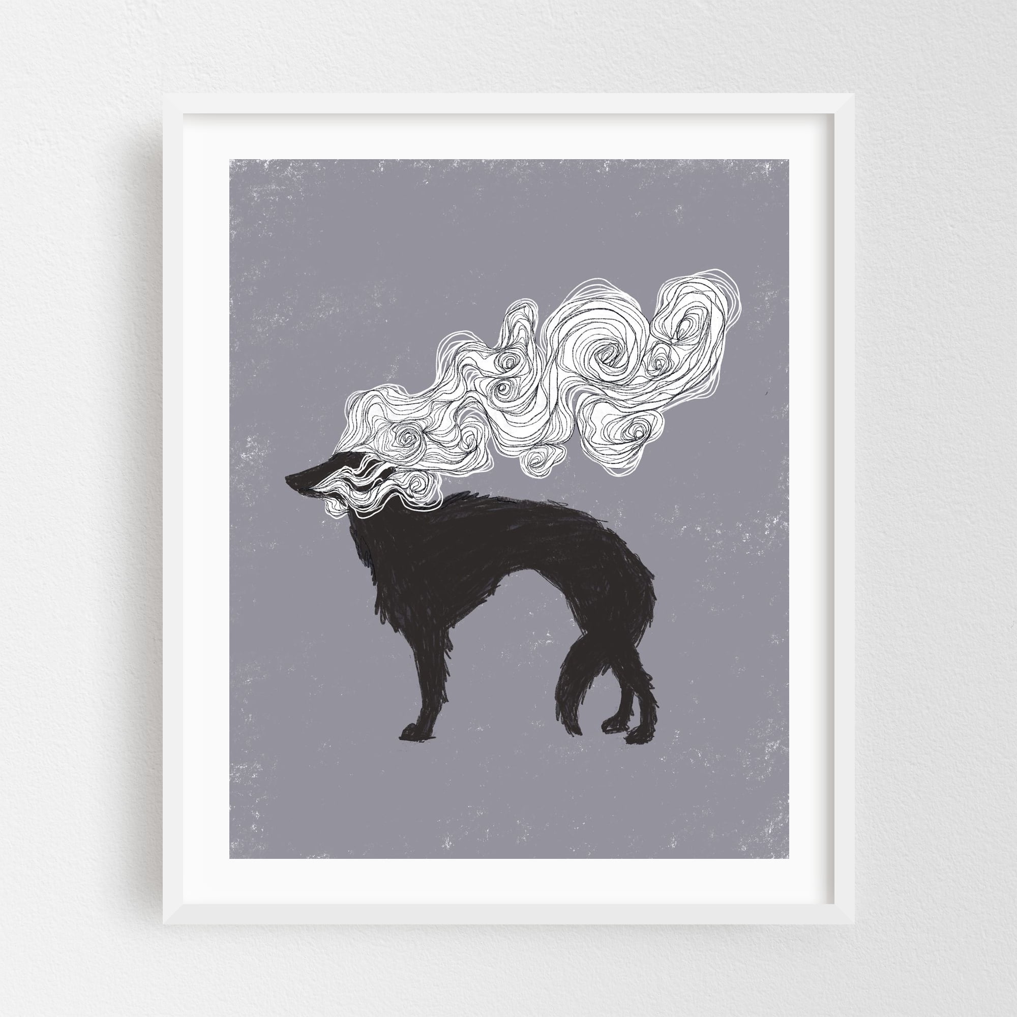 Borzoi - Illustration Surrealism Animal Mystical Dog Minimalist Sketch ...