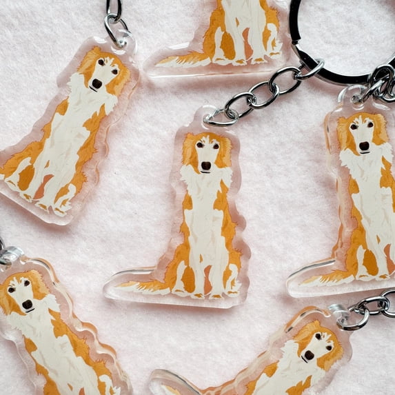 Borzoi Keychain, Silken Windhound Keychain, Acrylic Keychain, Dog ...