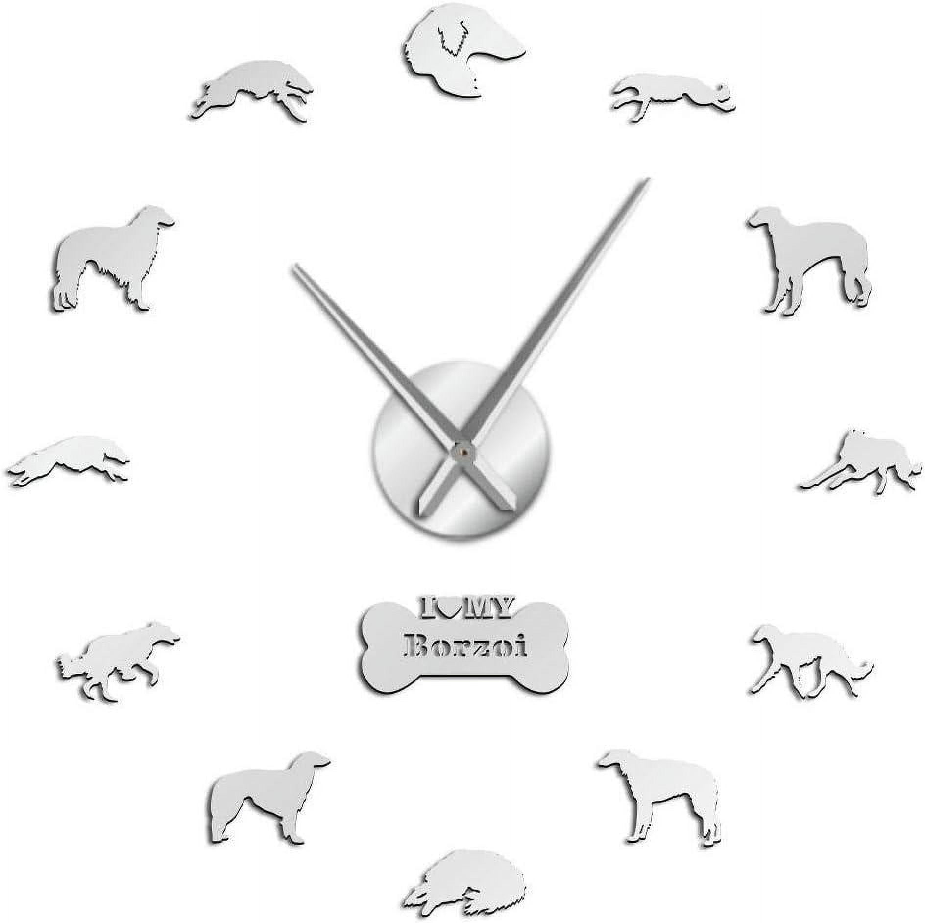 Borzoi Russian Wolfhound Dog Frameless Wall Clock Stickers, DIY Modern ...