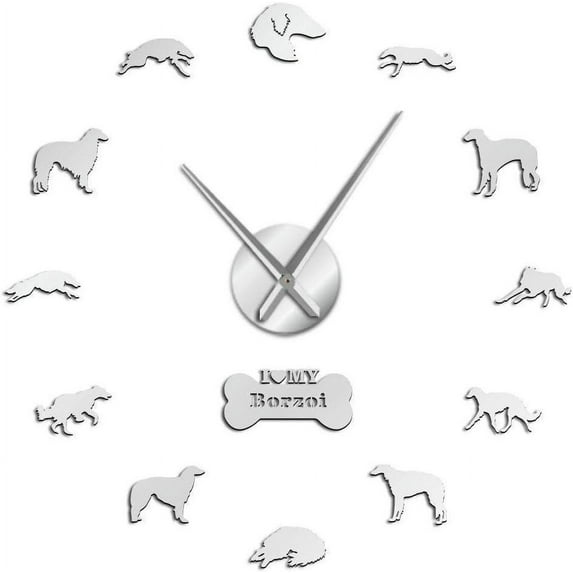 Borzoi Russian Wolfhound Dog Frameless Wall Clock Stickers, DIY Modern ...