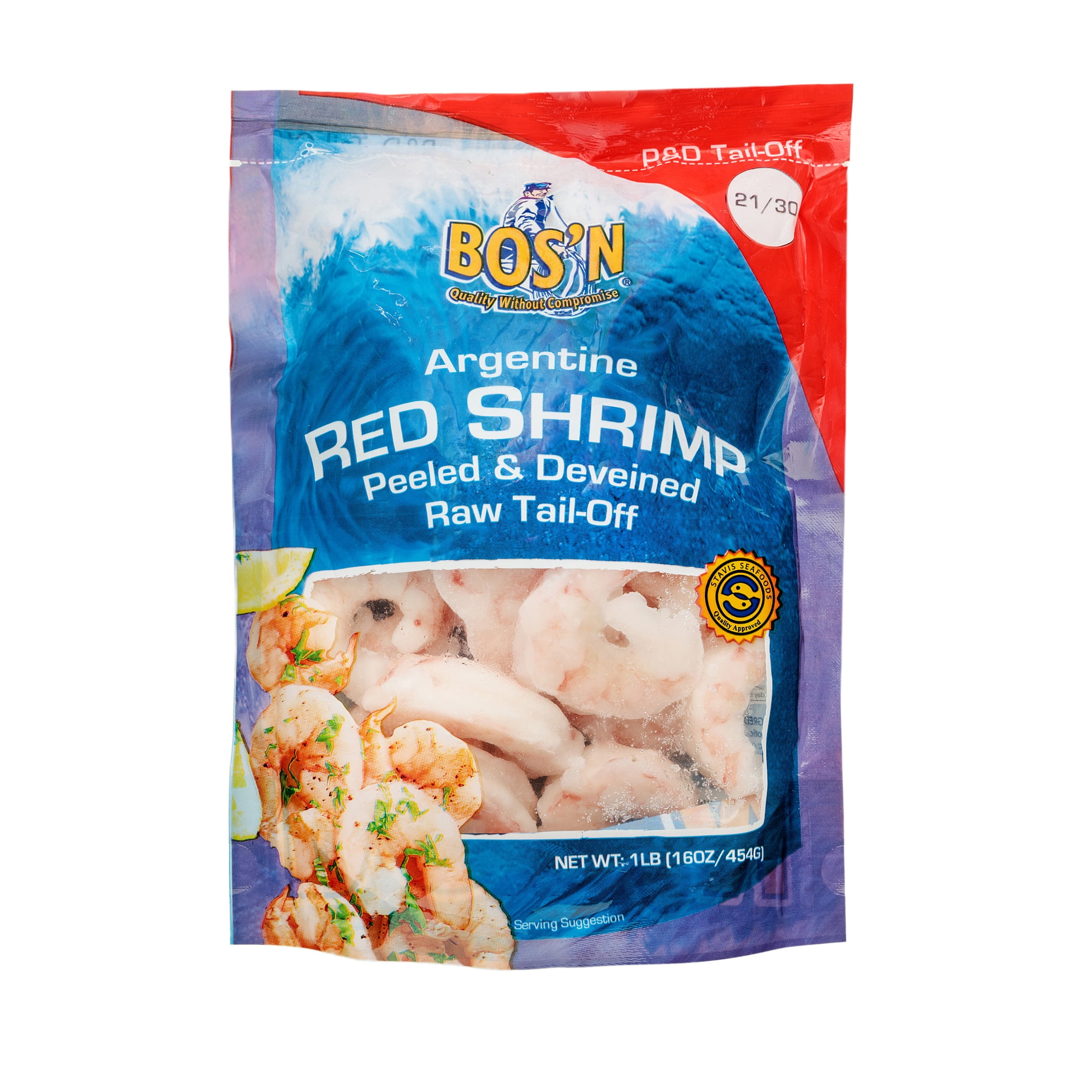 Bosn Frozen Raw Argentine Red Shrimp Peeled And Deveined Tail Off