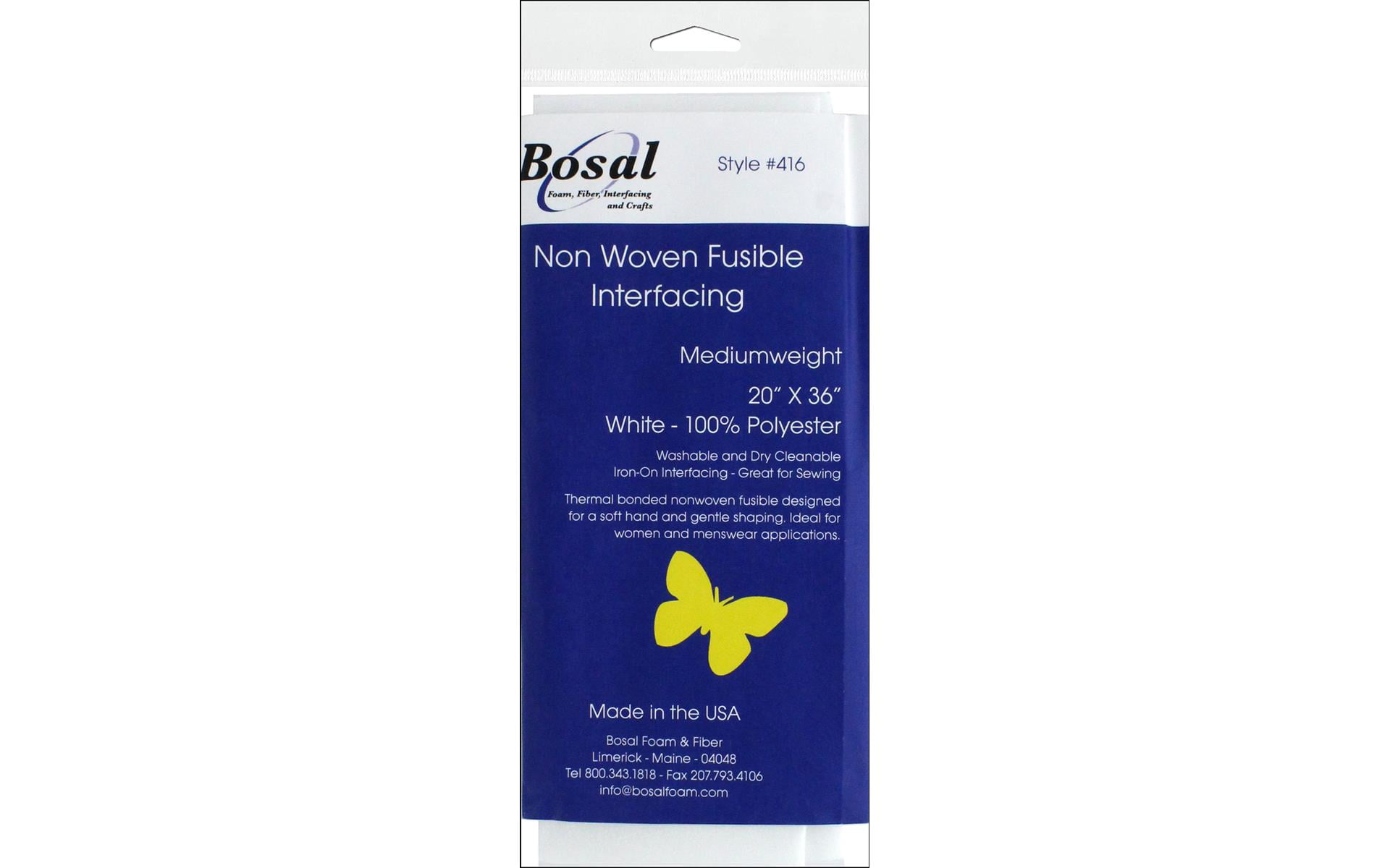 Bosal Interfacing Non Woven Fusible Med 20x36" Wht - Walmart.com