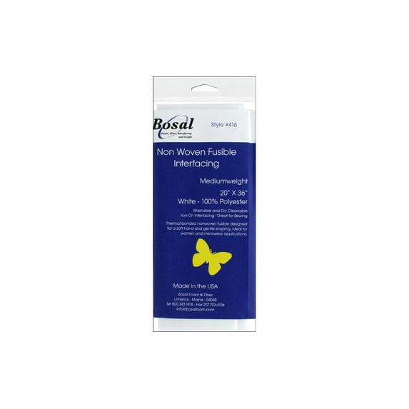 Bosal Interfacing Non Woven Fusible Med 20x36" Wht - Walmart.com