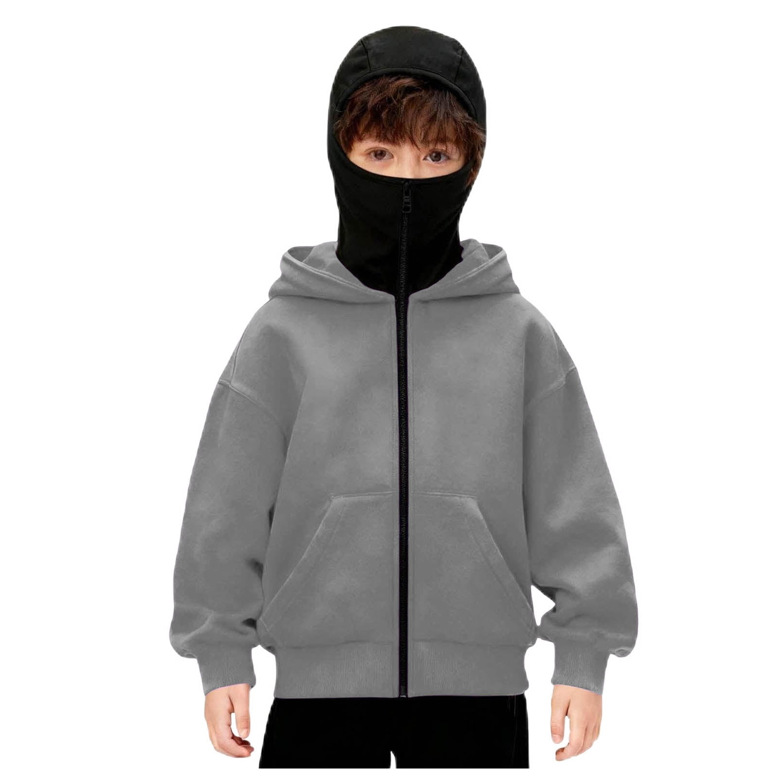 Bosanter Balaclava Hoodie Zipper Boys Full Face Cover Windproof Fabric ...