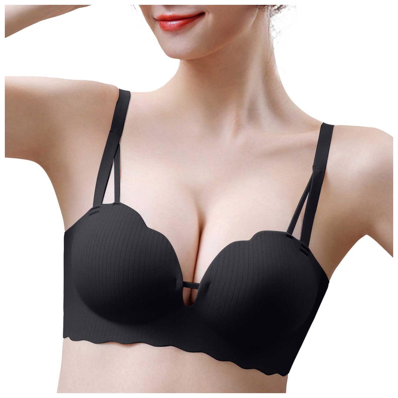 Bosanter Women Bras No Underwire Scalloped Push Up Tshirt Bra Seamless Full Coverage Everyday ...