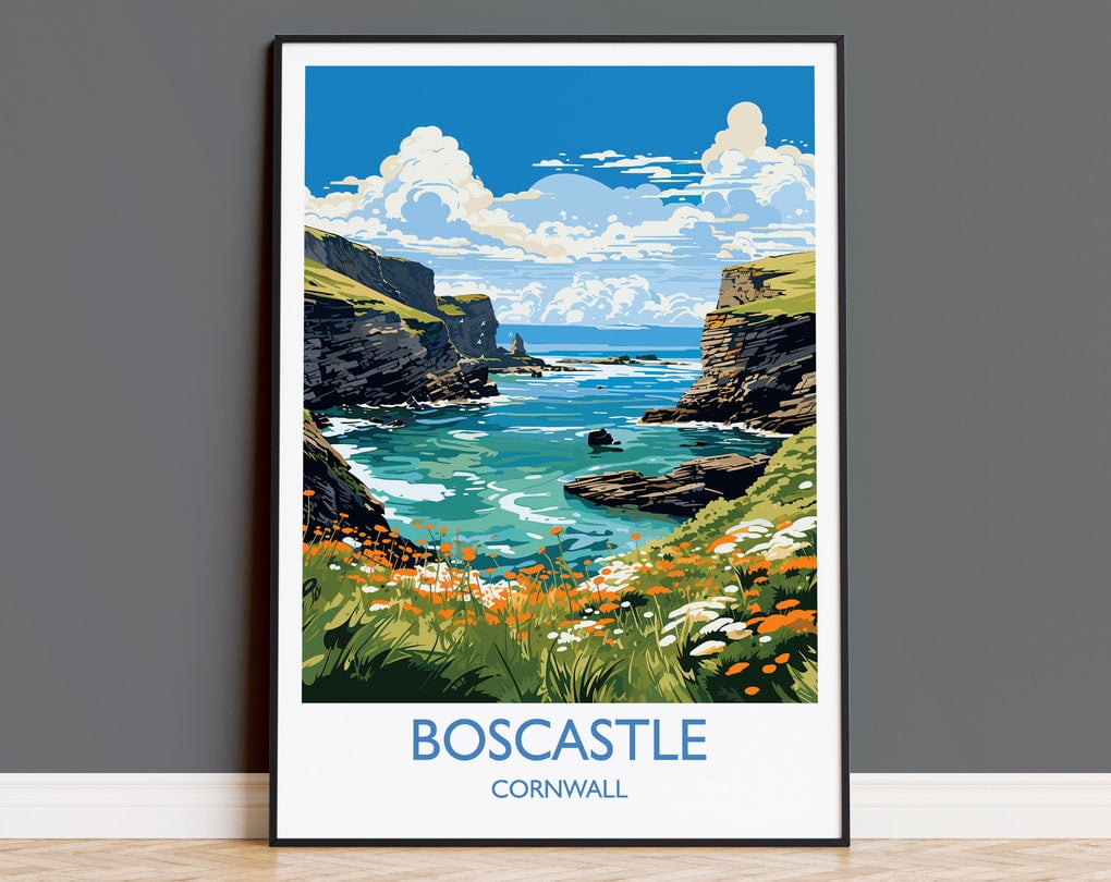 Boscastle Travel Print, Travel Poster Of Boscastle, England, Cornwall ...
