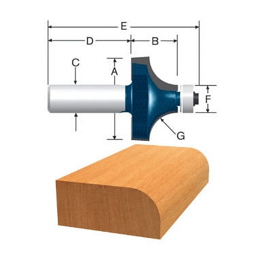 Bosch 85294MC 1 in. x 1/2 in. Roundover Carbide-Tipped Router Bit ...