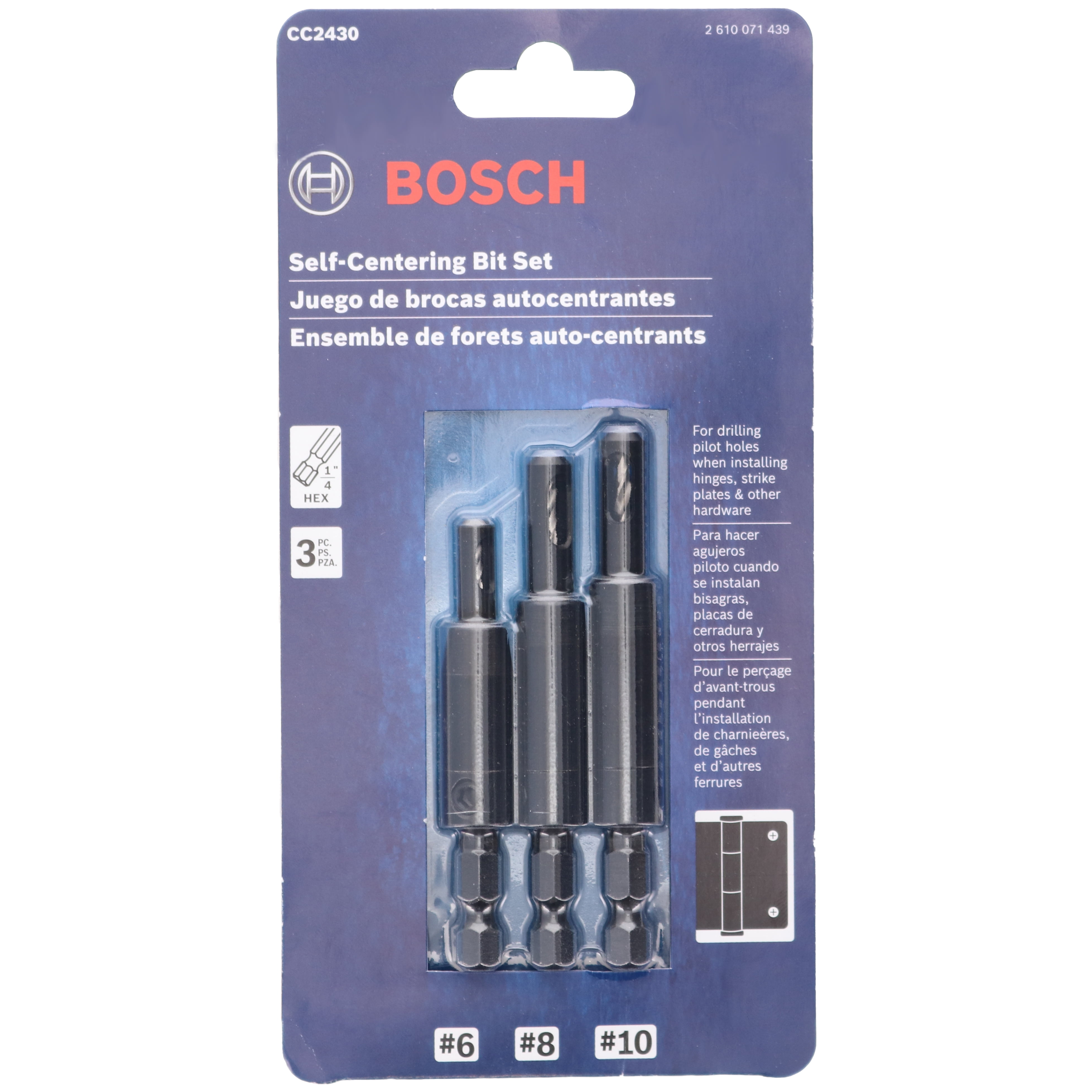Bosch CC2430 3-Piece Self-Centering Bit Set for Drill Tools (4-Pack) - Walmart.com
