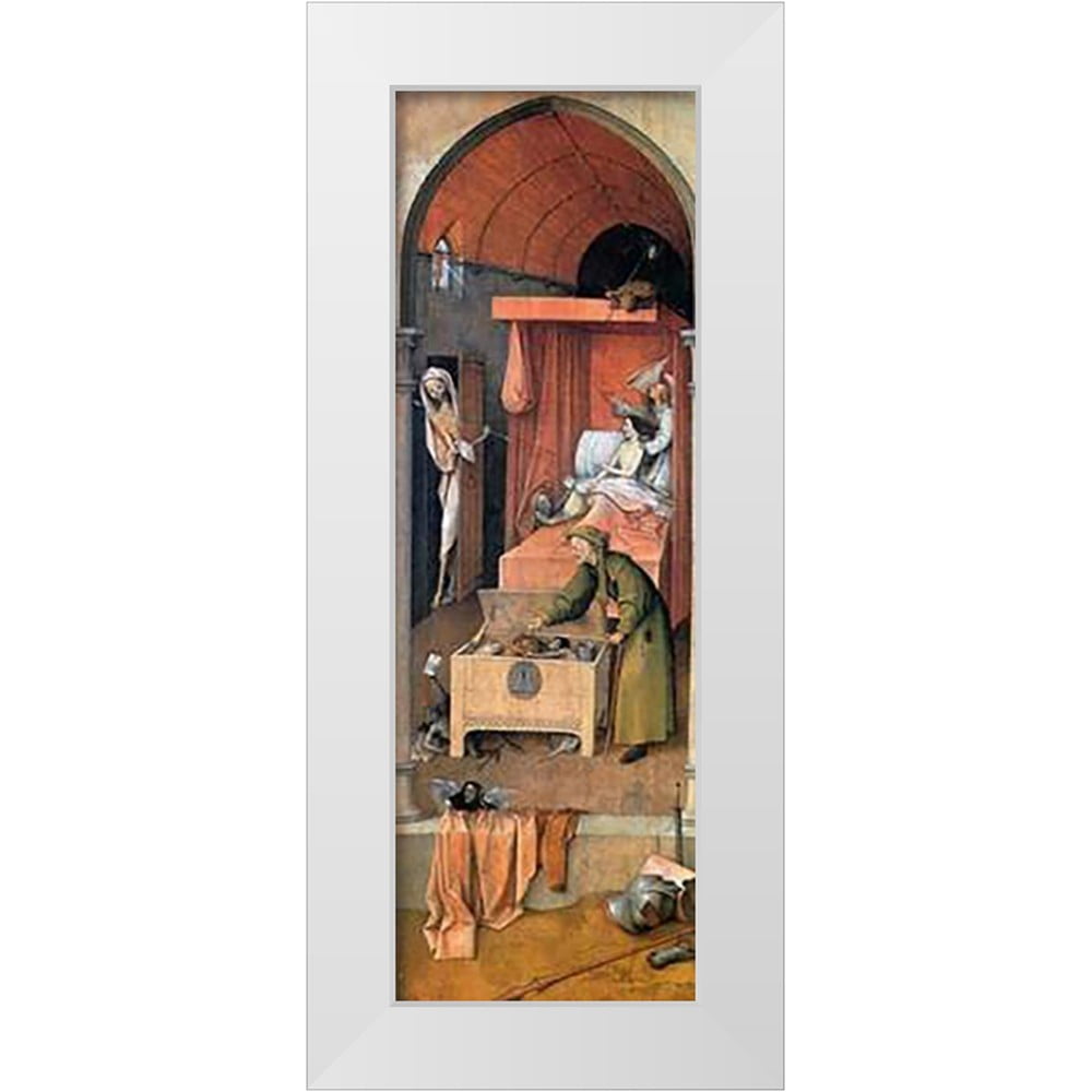 Bosch, Hieronymus 9x18 White Modern Wood Framed Museum Art Print Titled - Death And The Miser ...