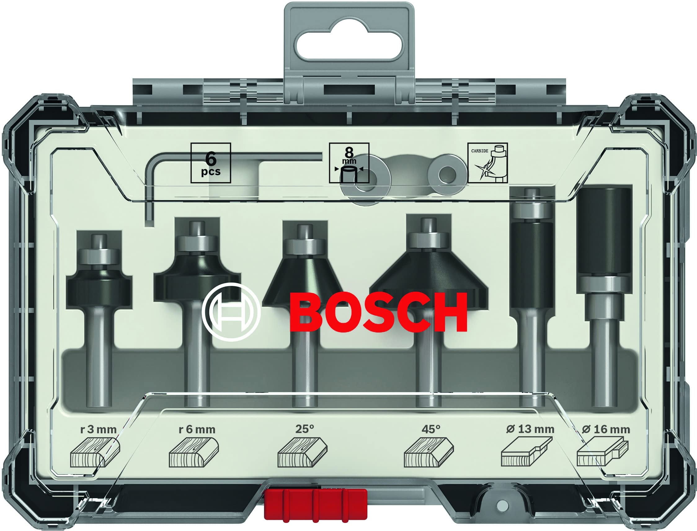 Bosch Professional 6 pcs. Trim & Edging Router Bit Set (for Wood, Ø 8 ...