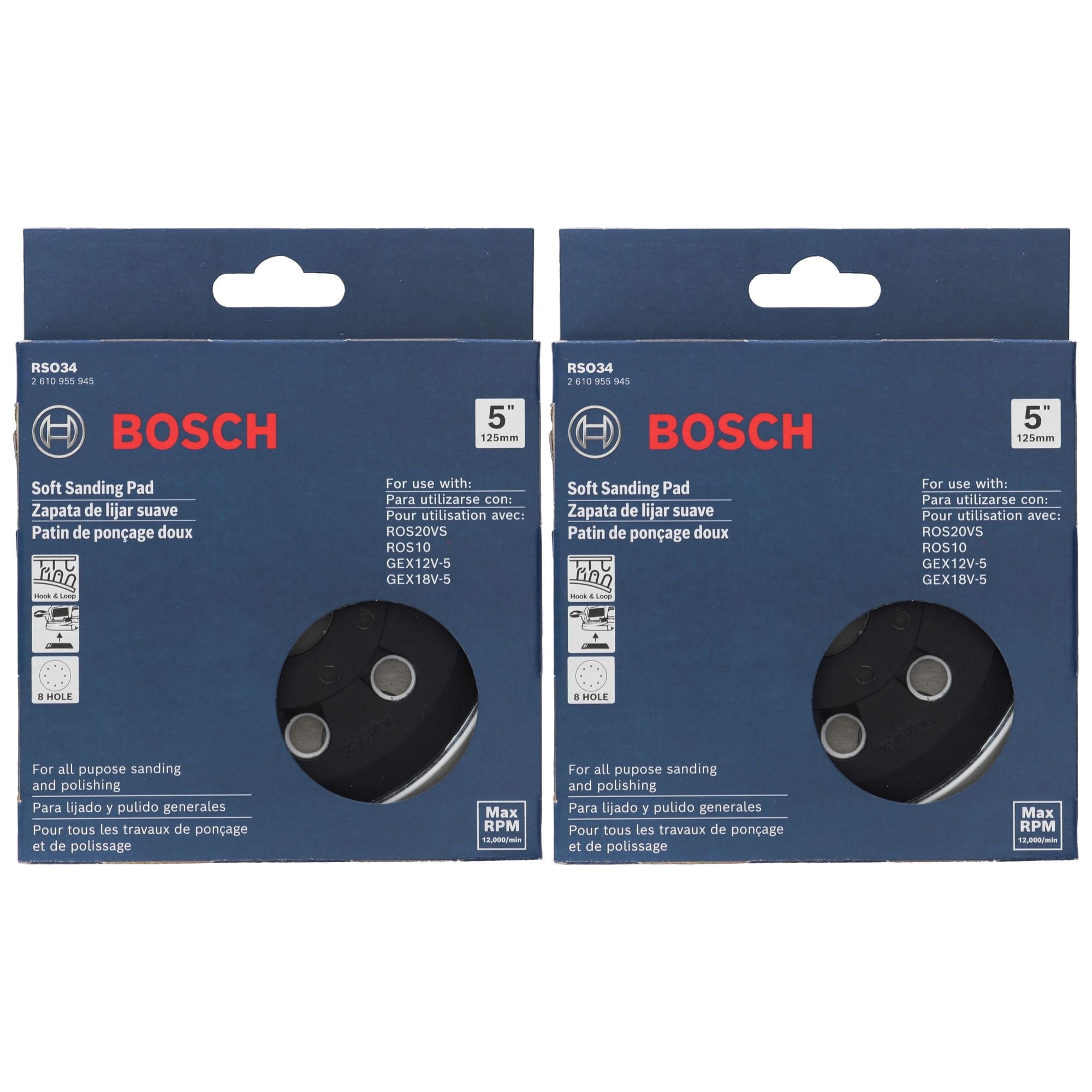 Bosch RS034 5in Soft Hook-And-Loop Sanding Pad for Sanders ROS10 and ...