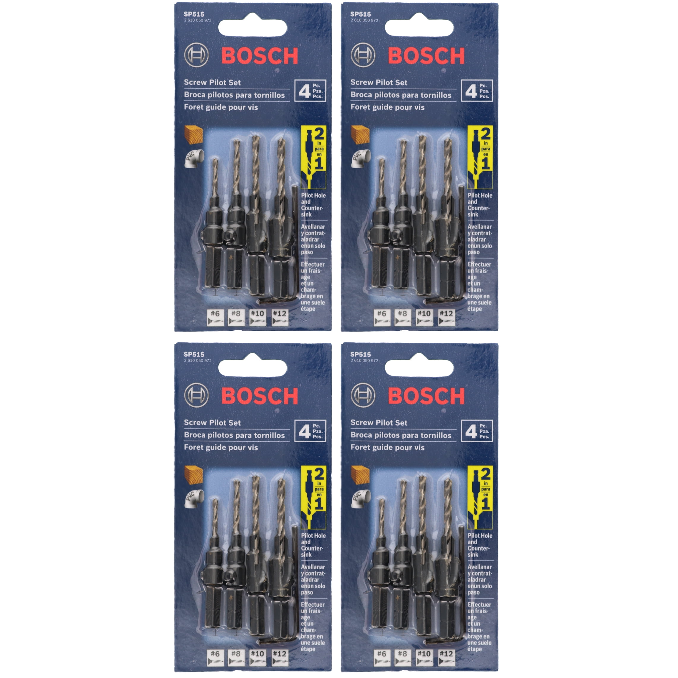 Bosch SP515 5-Piece HEX Shank Countersink Screw Pilot Set (4-Pack ...