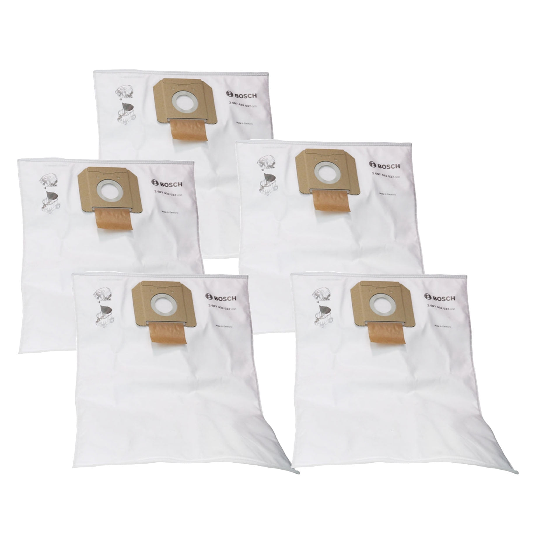 Bosch VB140F 5-Pack 14-Gallon White Fleece Filter Bags for VAC140 Dust ...