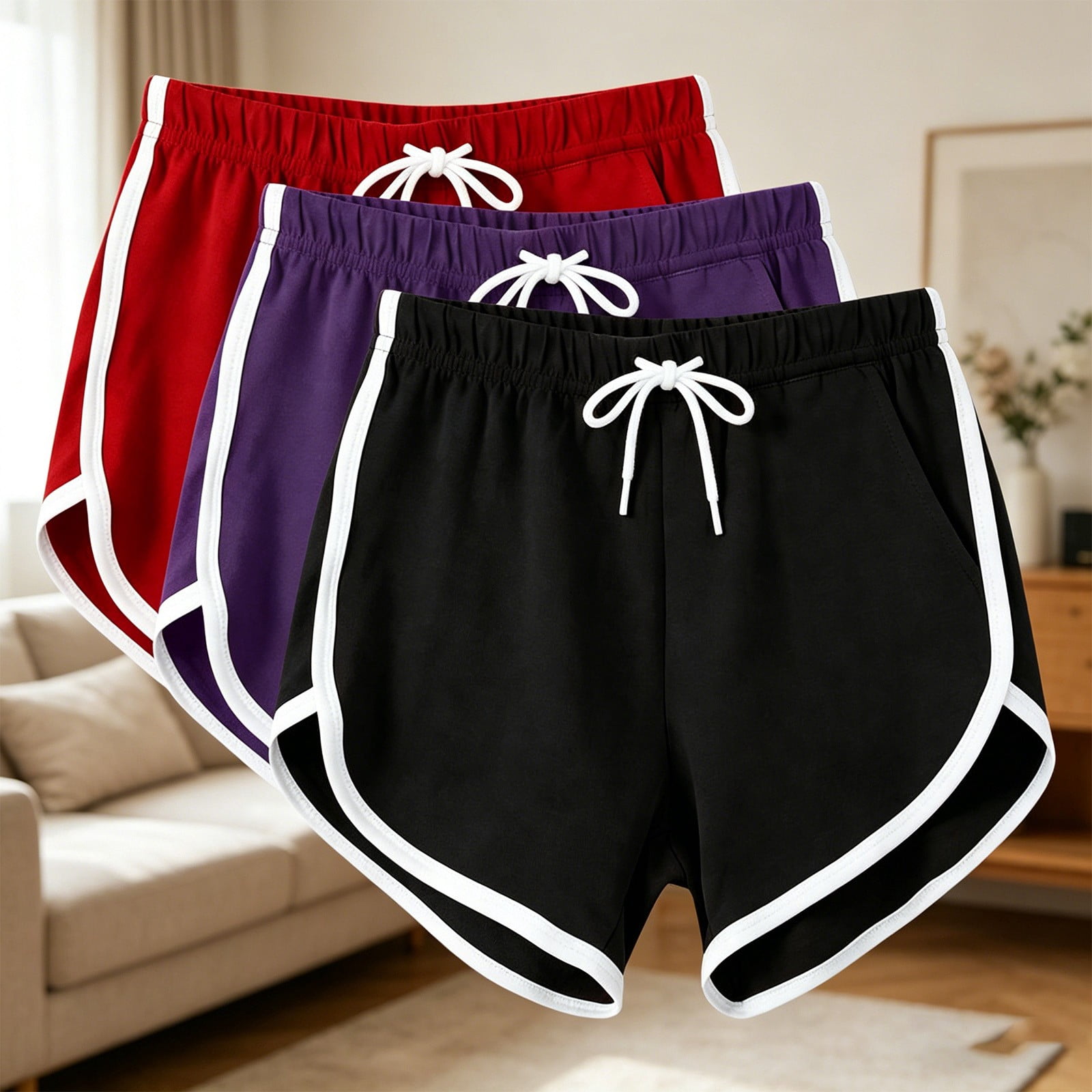 Bosfbaoi 3PC Summer Shorts for Women Retro Dolphin Shorts Running ...