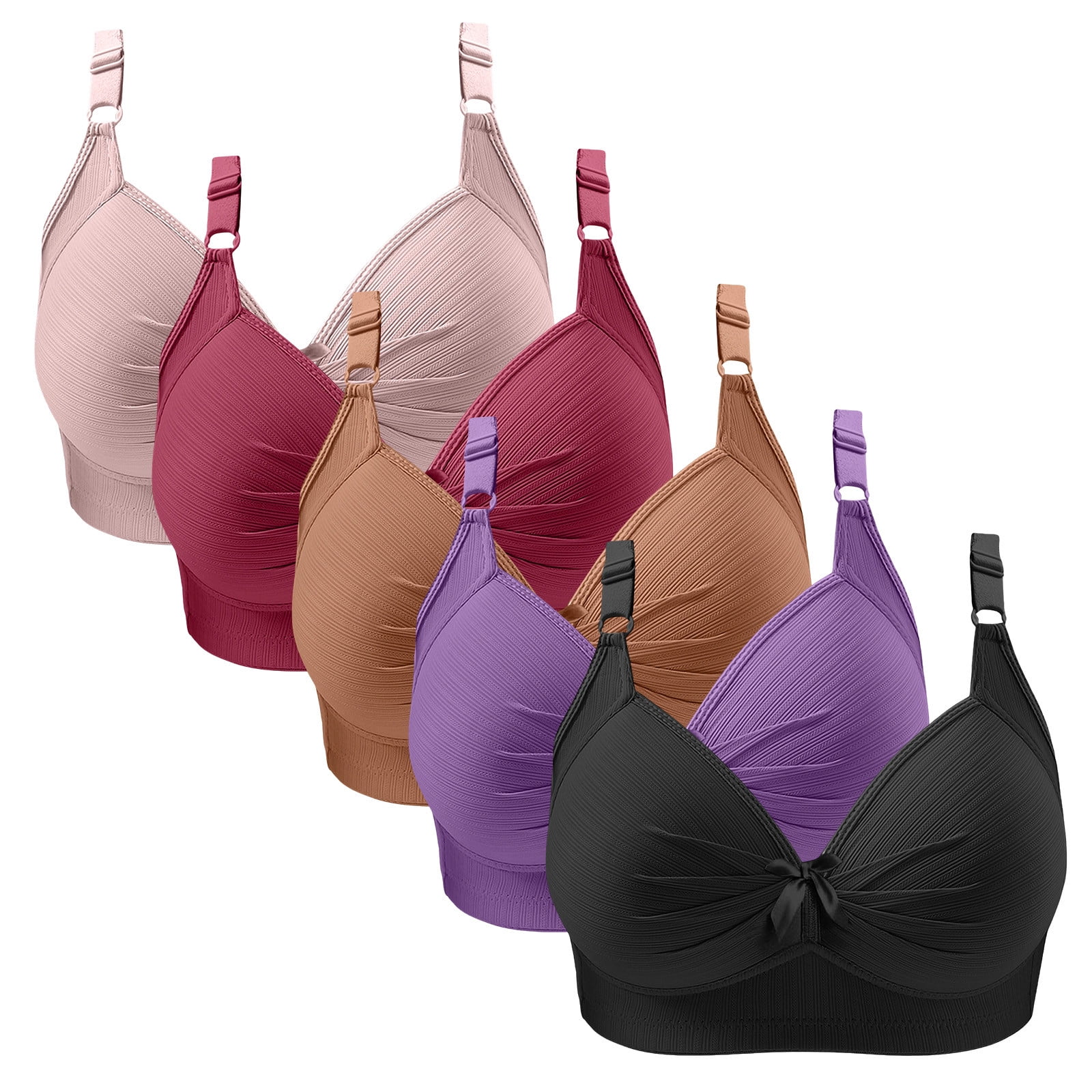 Bosfbaoi 5 Pcs Women's Traditional Style Lightly Padded Wireless Bra ...