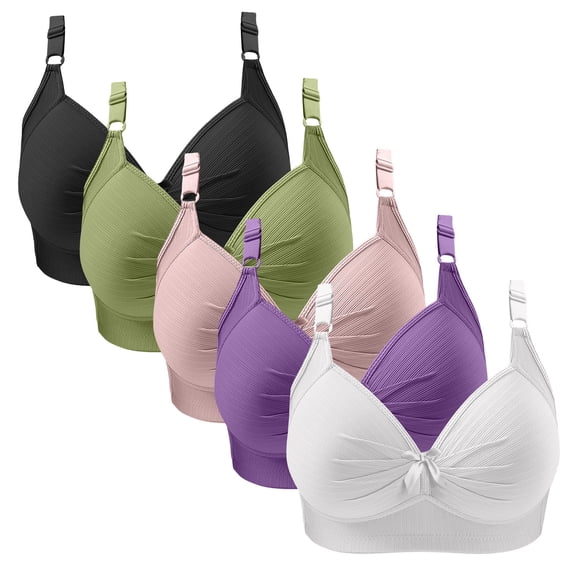 Bosfbaoi 5PCS Women Wirefree Bras for Women Full Coverage No Underwire ...
