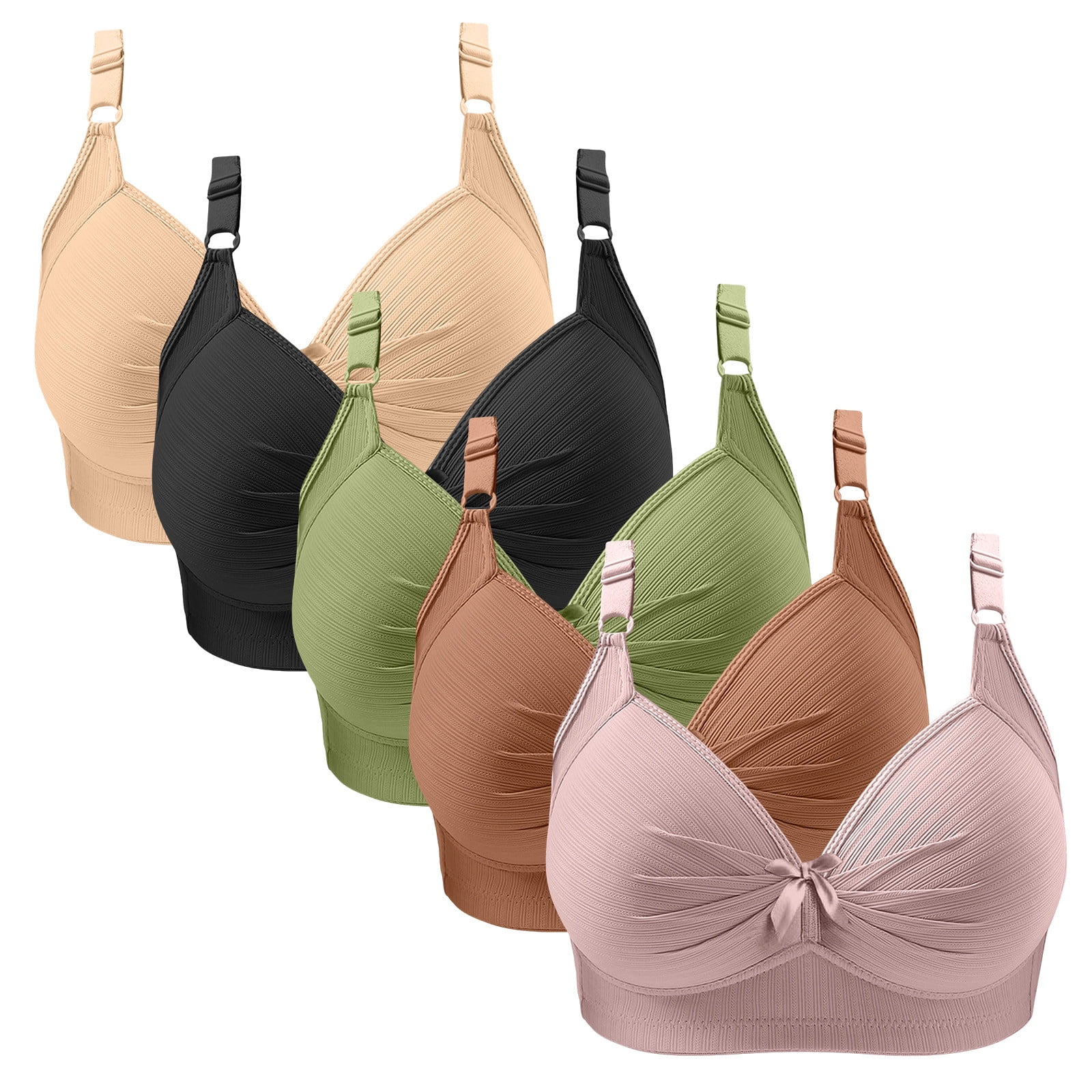 Bosfbaoi 5PCS Women Wirefree Bras for Women Full Coverage No Underwire ...