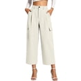 Bosfbaoi Cargo Capri Pants for Women High Waist Pleated Cargo Capri ...