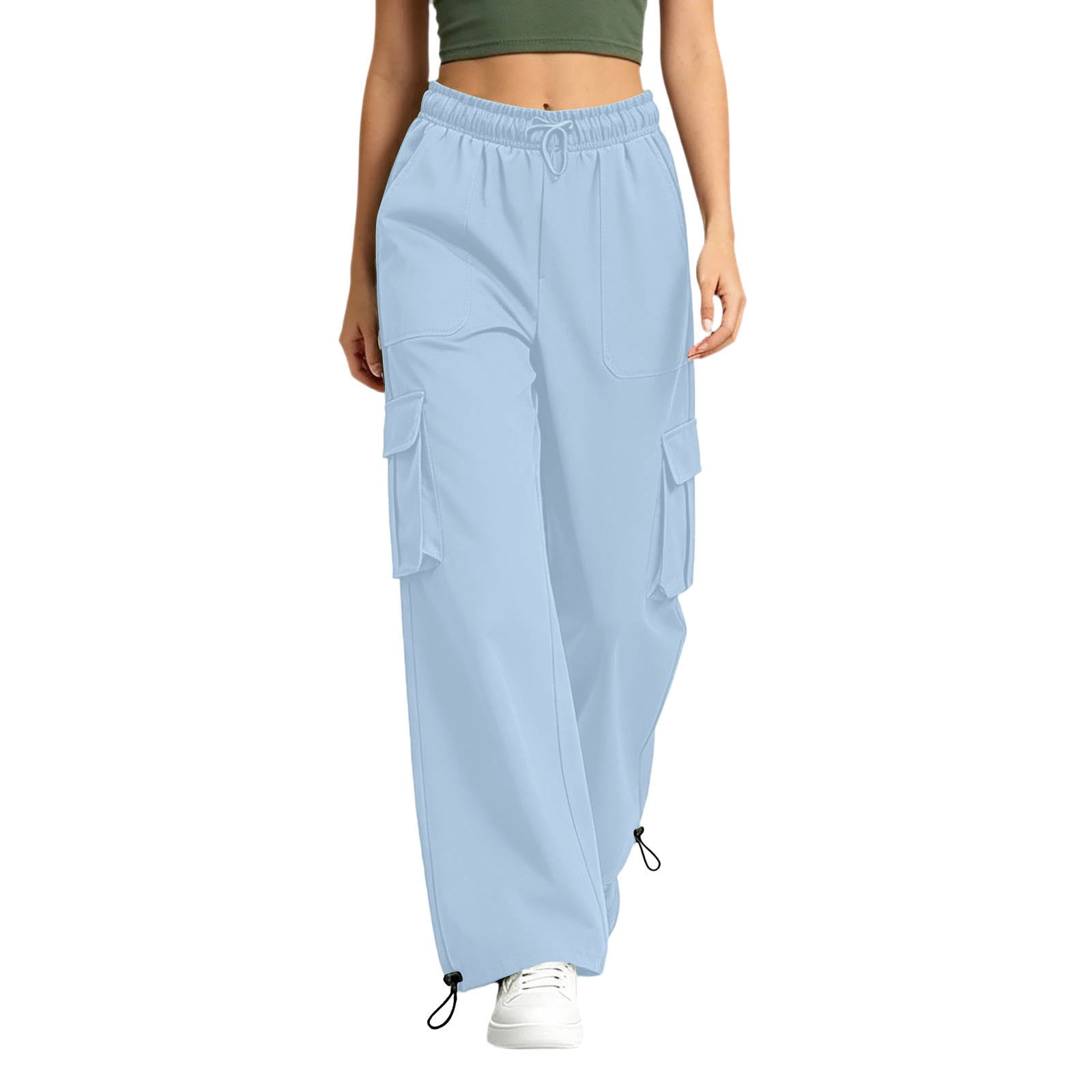 Bosfbaoi Cargo Pants Women Casual Straight Leg Cargo Pants Elastic ...