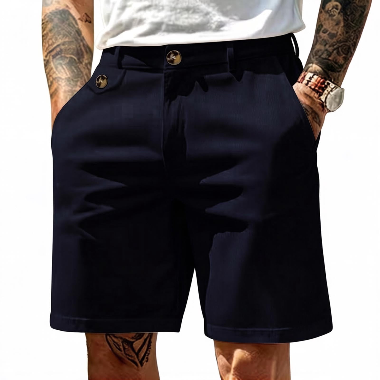 Bosfbaoi Chino Men Shorts Button Zipper Fly Shorts for Men Business ...