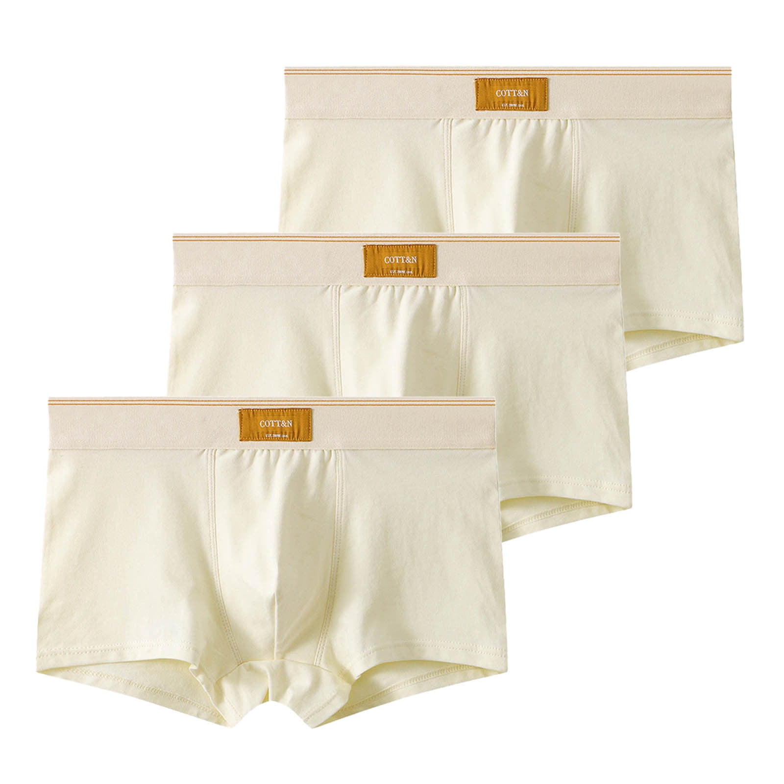 Bosfbaoi Men 3-Pack Cotton Underpants Boxers Large Size Solid Color ...