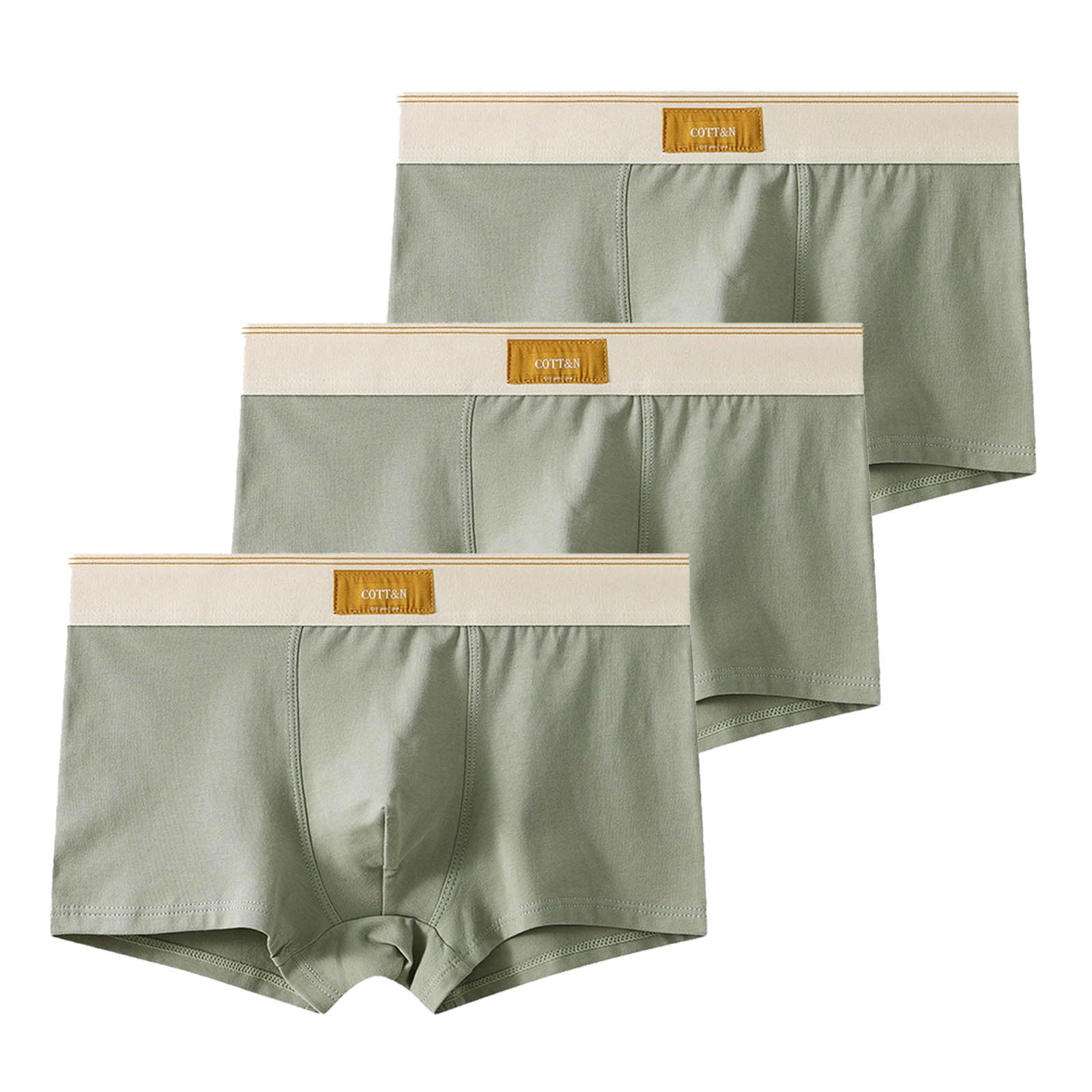 Bosfbaoi Men 3-Pack Cotton Underpants Boxers Large Size Solid Color ...