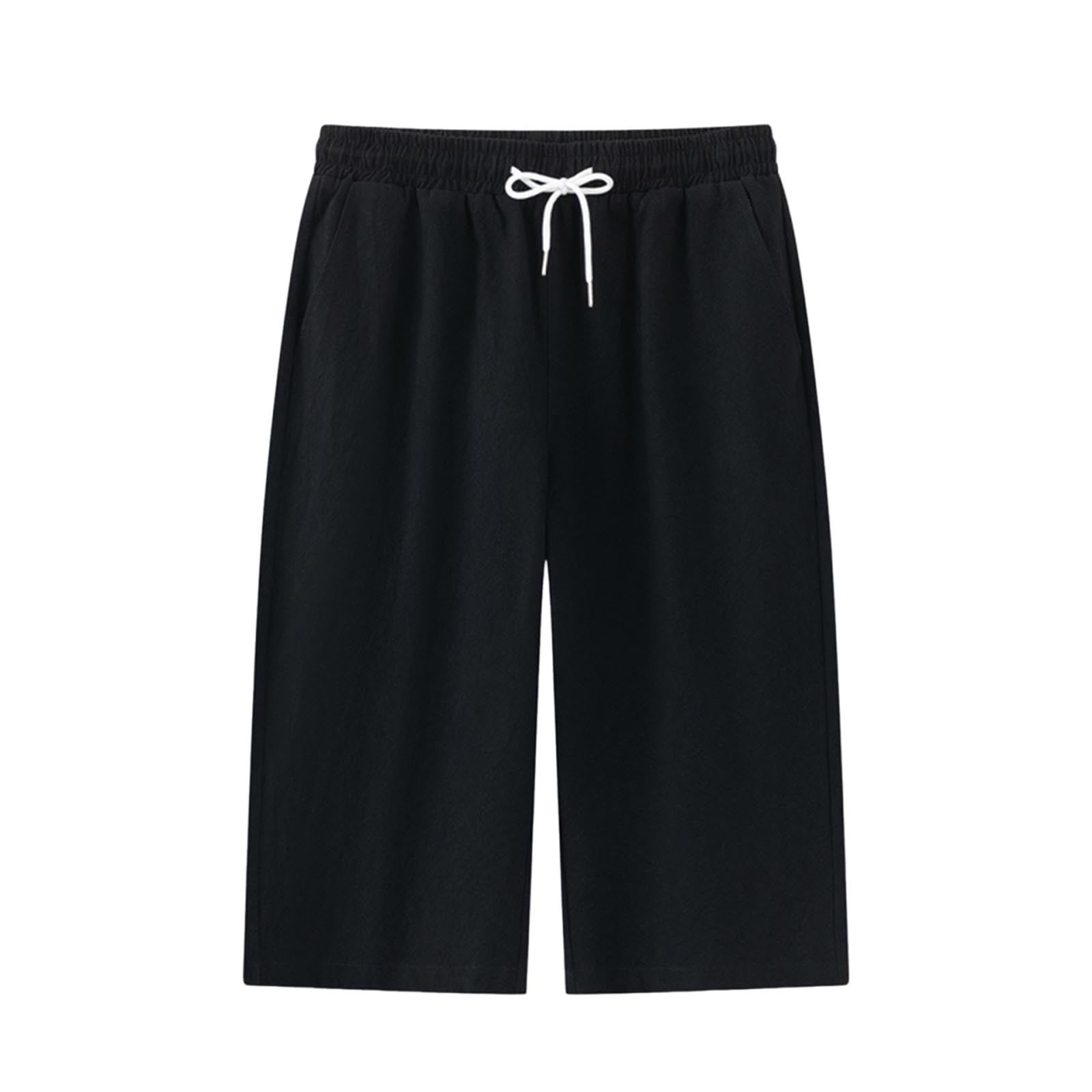 Bosfbaoi Men's Casual Fashion Cropped Pants with Drawstring Waistband ...