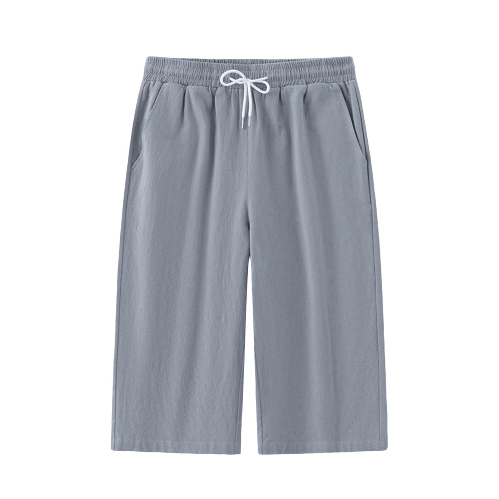 Bosfbaoi Men's Casual Fashion Cropped Pants with Drawstring Waistband ...