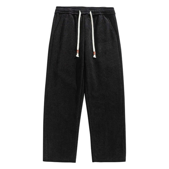 Bosfbaoi Men's Corduroy Pants Solid Color Casual Drawstring Warm Cotton ...