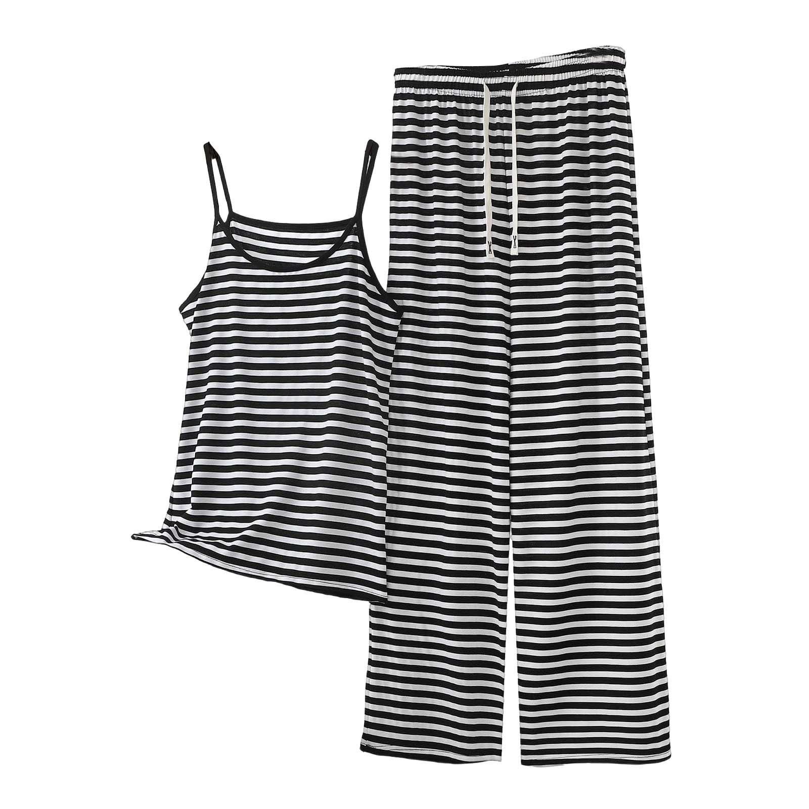 Bosfbaoi Plus Size 2 Piece Sets For Women Striped Spaghetti Strap Short ...