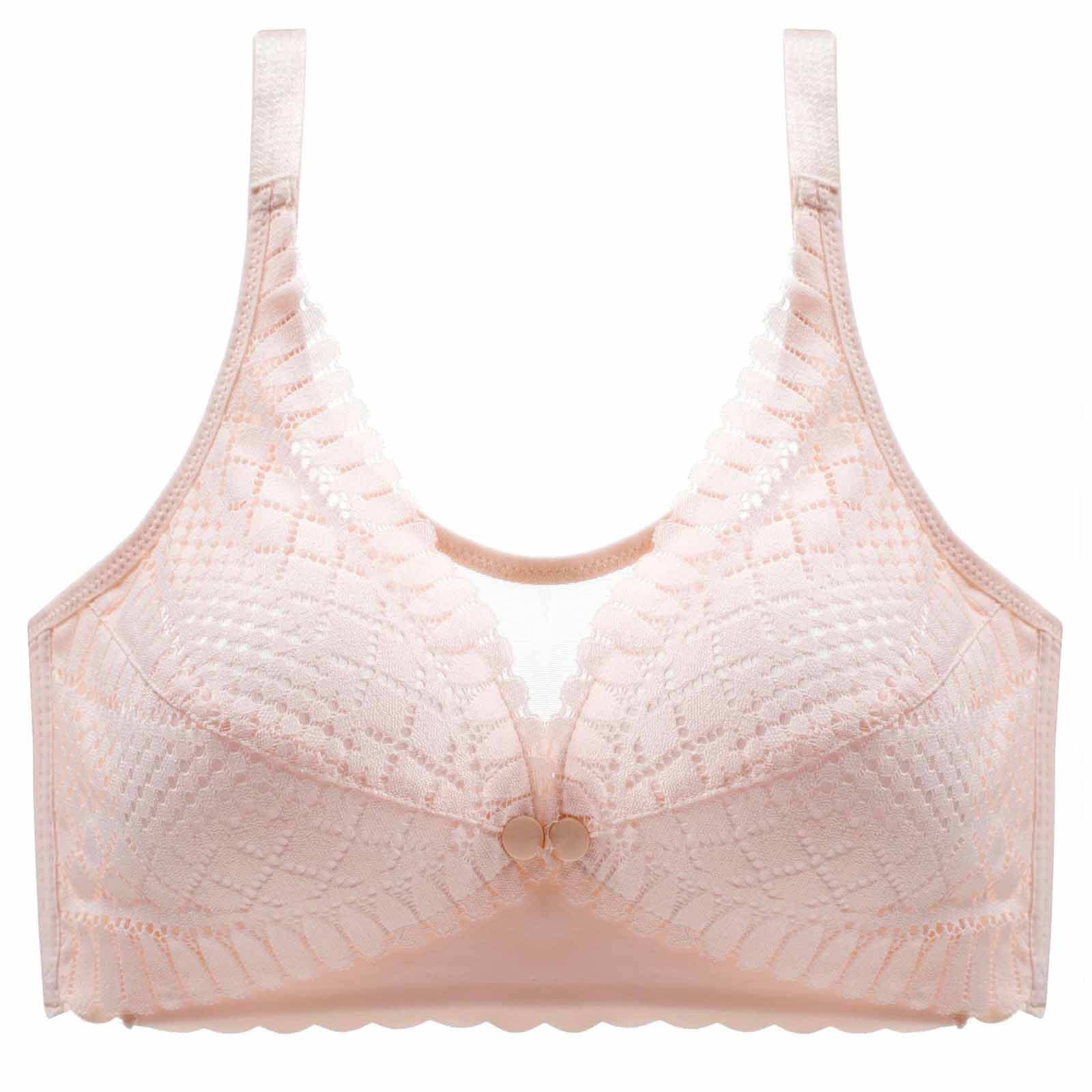 Bosfbaoi Solid Color Floral Lace Front Closure Bra, Wide Strap Full ...