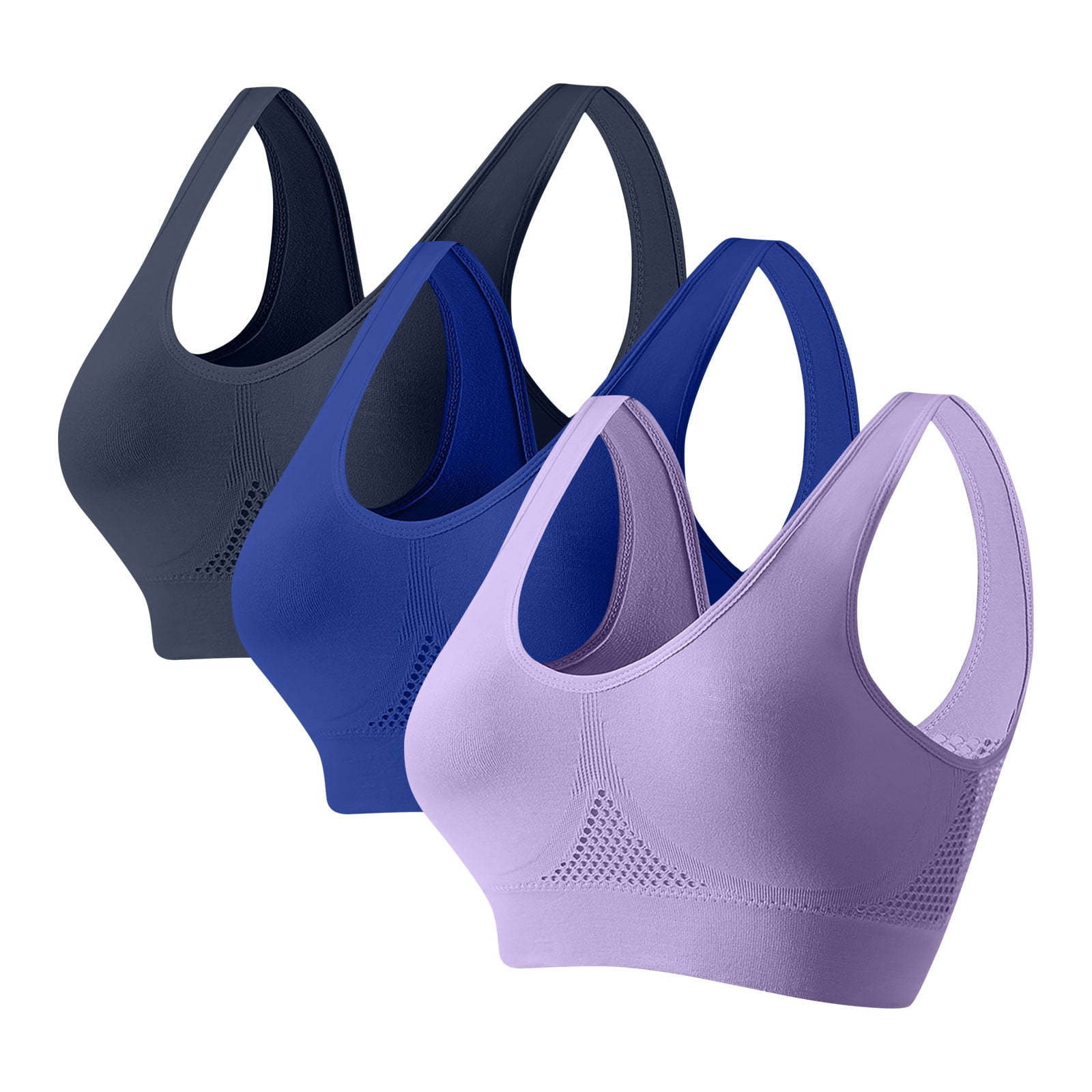 Bosfbaoi Sports Bras for Women 3PC Solid Color Plus Size Sports Bras ...