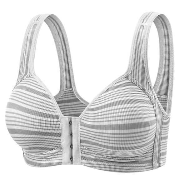 Bosfbaoi Striped Back Closure Wireless Bralette, Wide Strap Full ...