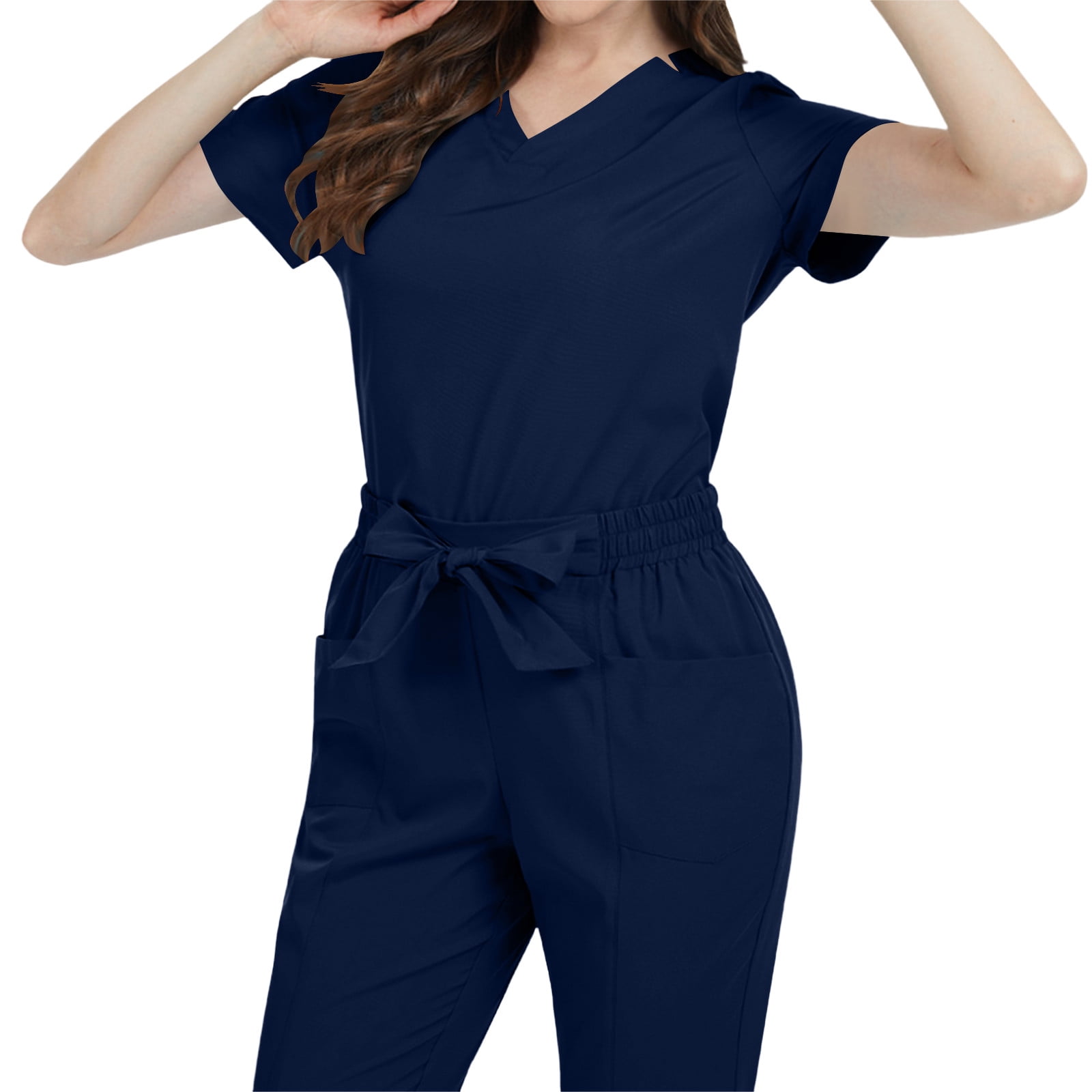 Bosfbaoi Women's 2 Piece Scrub Set Nursing Uniform Sets V-Neck Puff ...