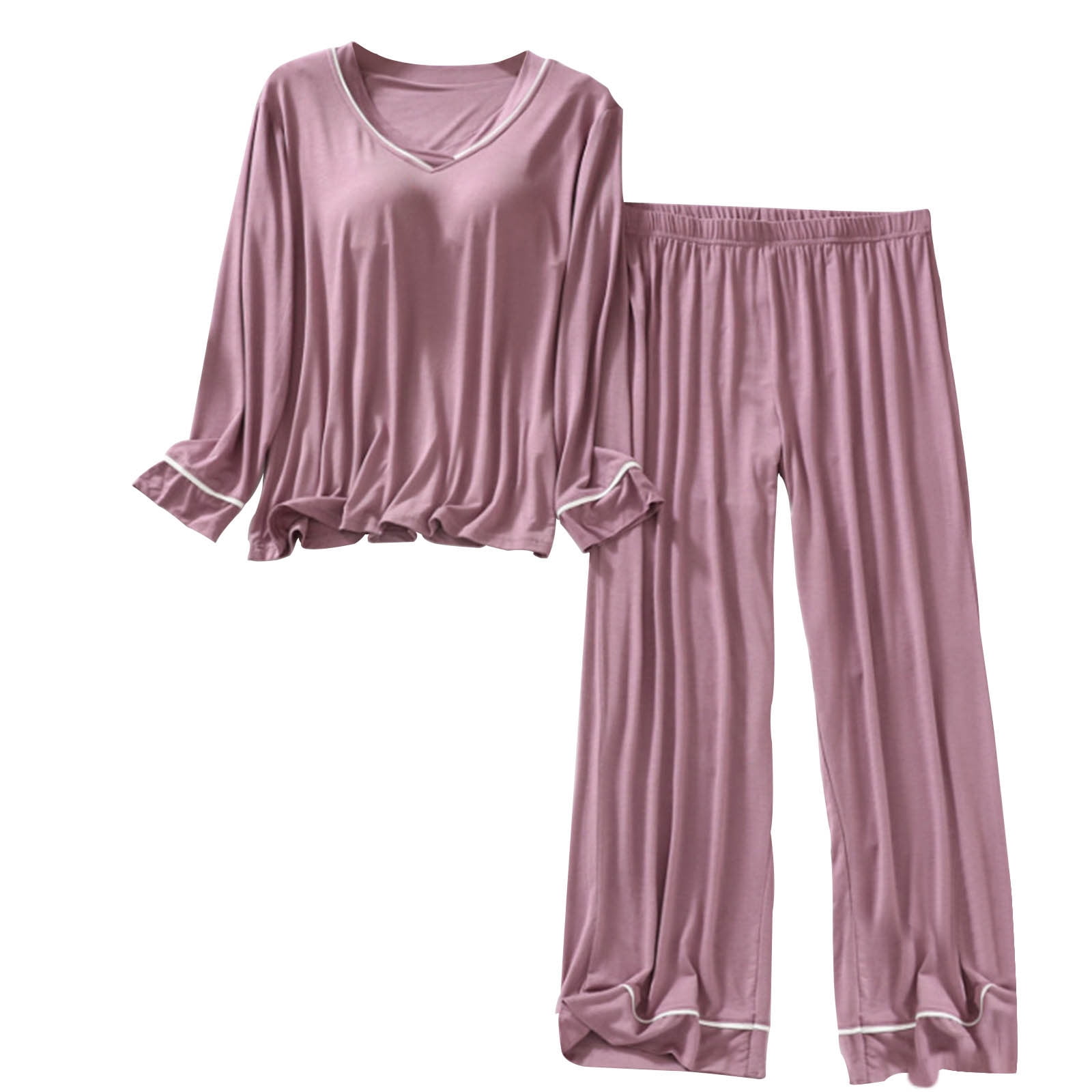 Bosfbaoi Women's Pajama Set Solid Color Pajama Set With Chest Pad ...