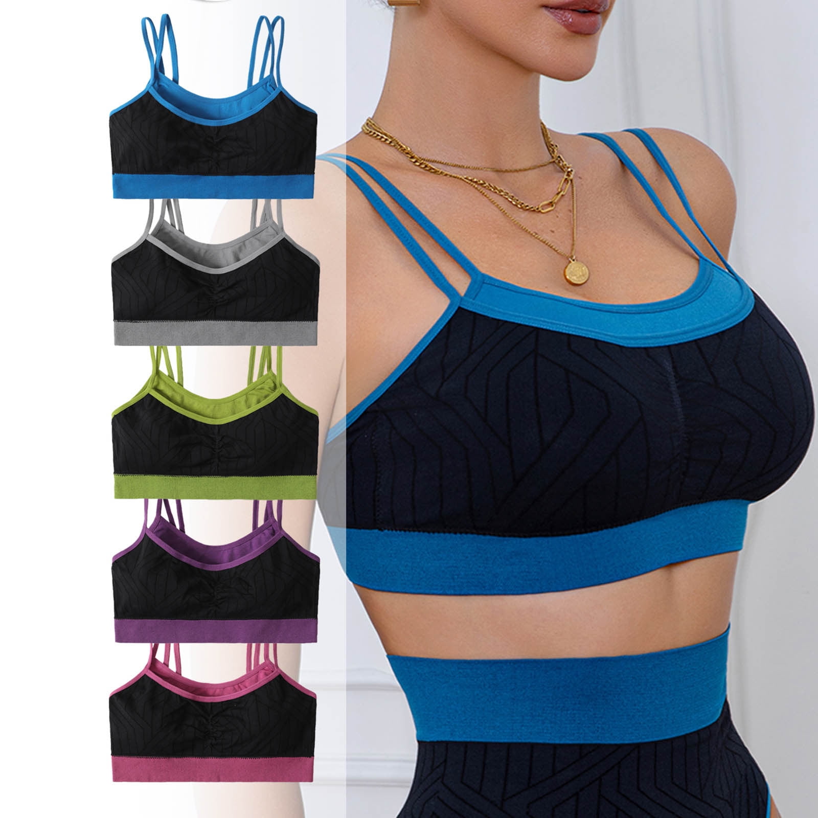 Bosfbaoi Women's Sports Bras Color-blocked Camisole Tank Top Loose Fit ...