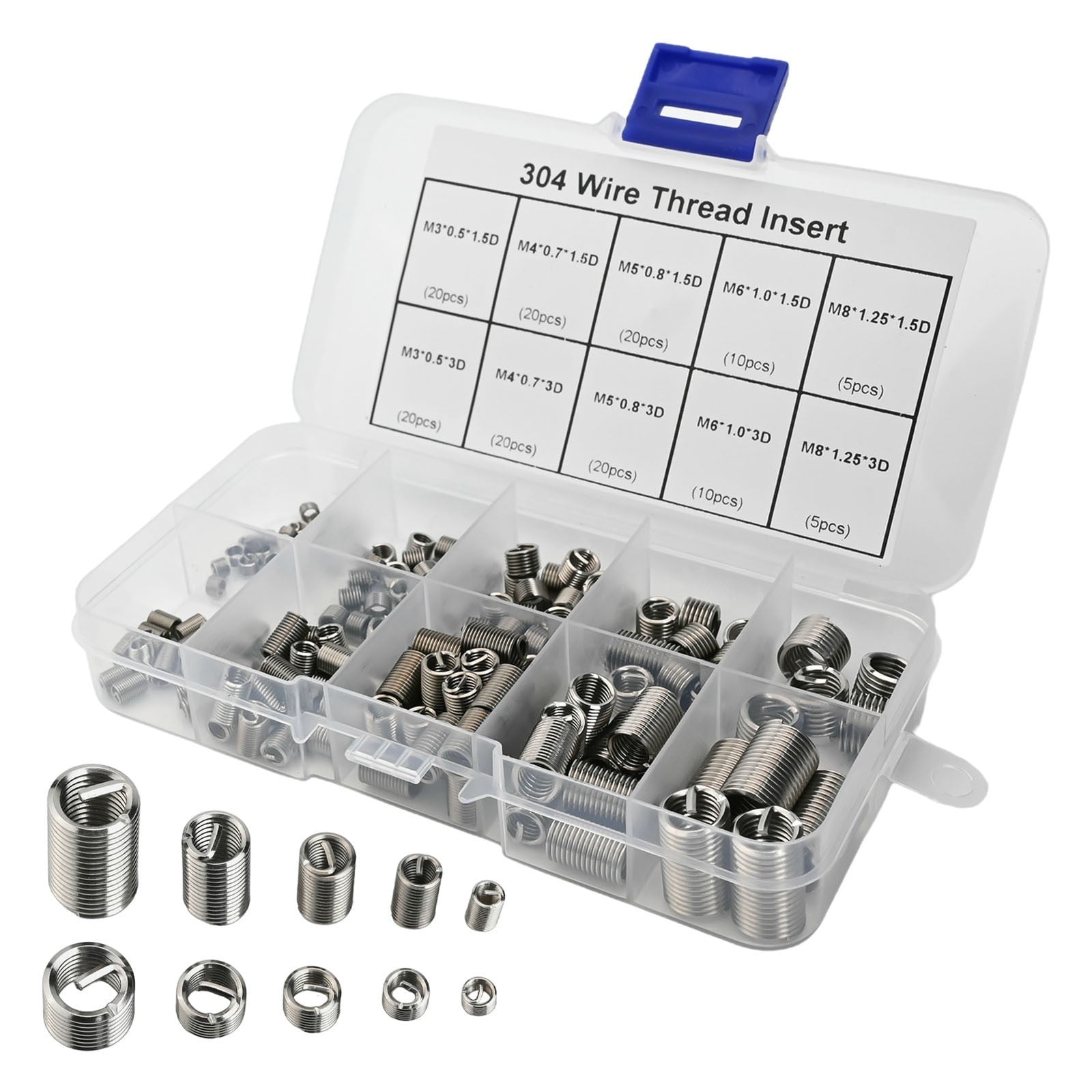 Bosisa 150Pcs For M3 To M8 Thread Inserts Steel Sheath Helicoil Type ...