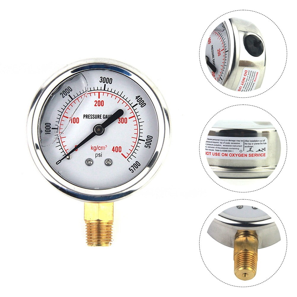 Bosisa 1Pcs Stainless Steel Hydraulic Oil Pressure Gauge 1/4 Inch Npt ...