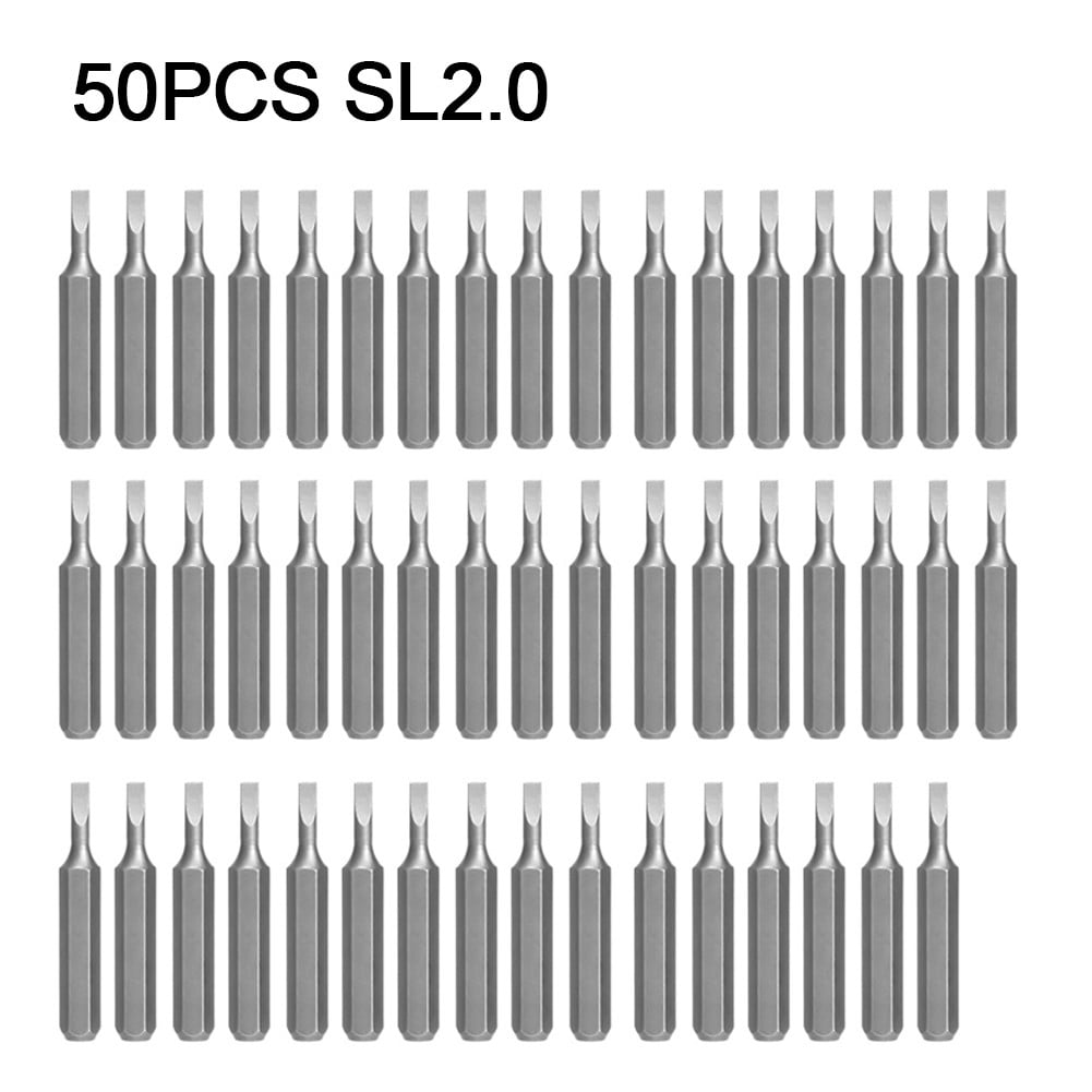 Bosisa 50Pcs 4Mm Small Hex Shank Slotted Screwdriver Bits Set Flathead ...