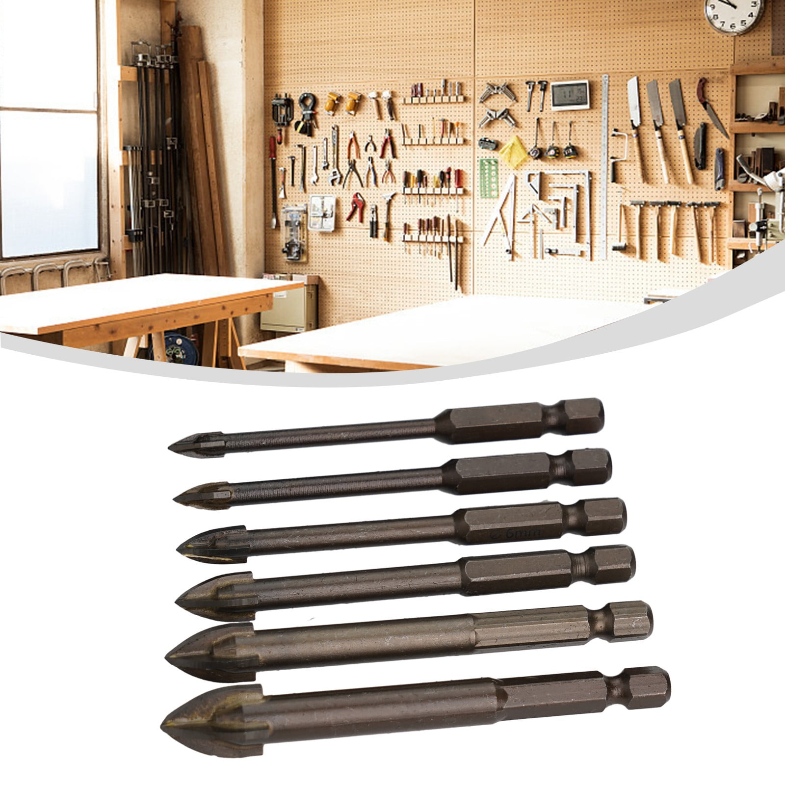 Bosisa 6Pcs Drill Bit Set With 4 Cutting Edges Tile & Glass Cross Spear ...