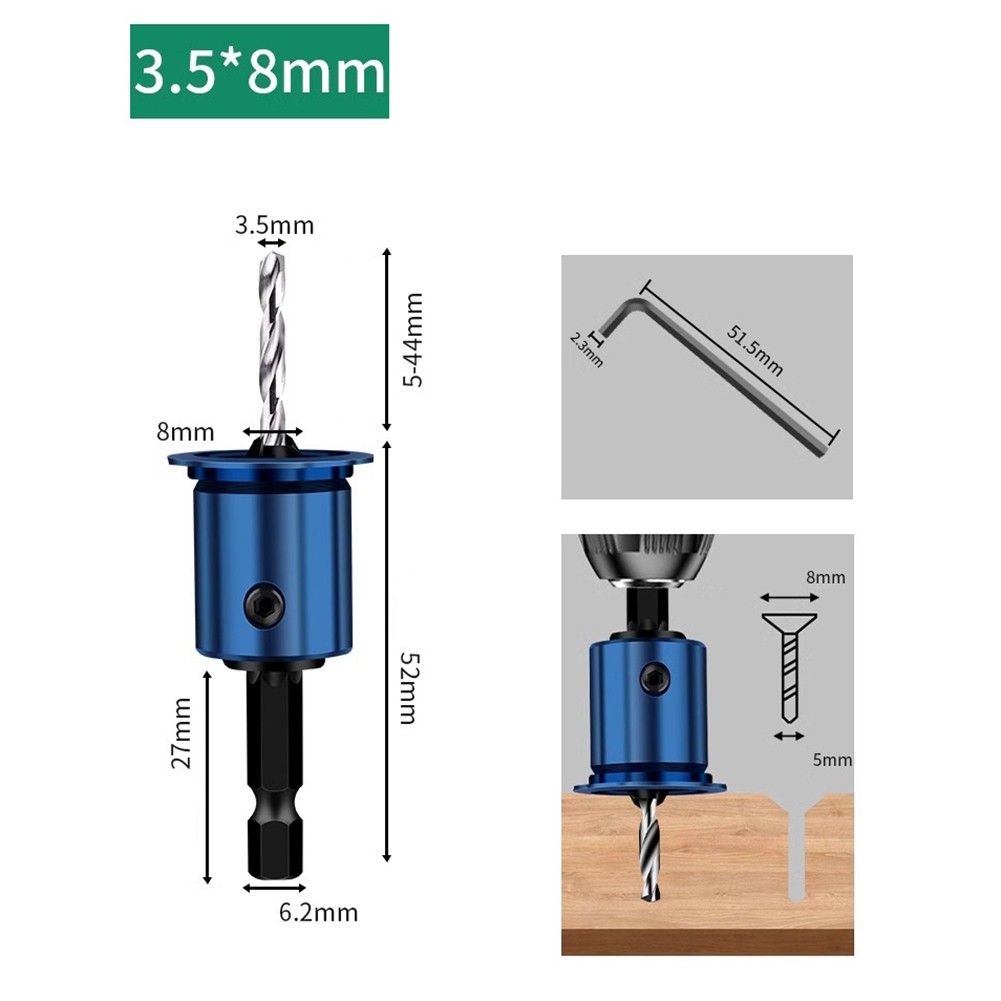 Bosisa 8Mm Shank Drill Bit Core Limiter Countersink Drills Router Bit ...