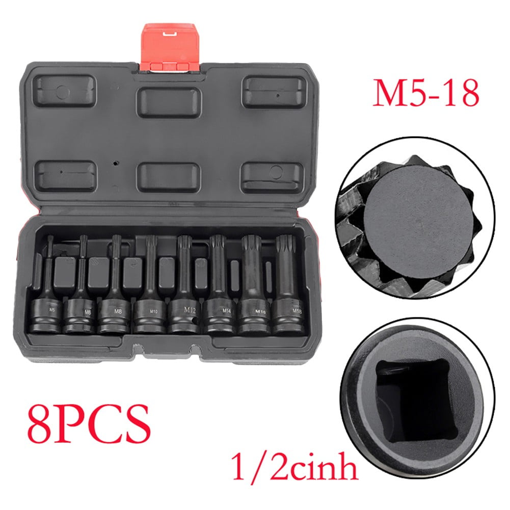 Bosisa 8Pc 1/2Inch Impact Drive Adapter Wrench 12-Points Socket Head M5 ...